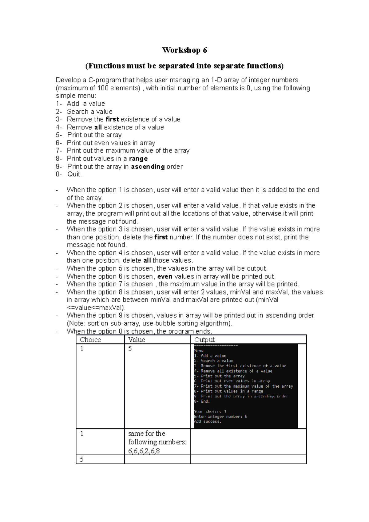 Workshop 06-testcase - .FPT - Workshop 6 (Functions must be separated ...