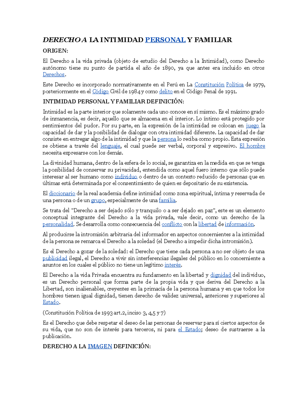 76661882 Derecho a La Intimidad Personal y Familiar - DERECHO A LA INTIMIDAD PERSONAL Y FAMILIAR ...