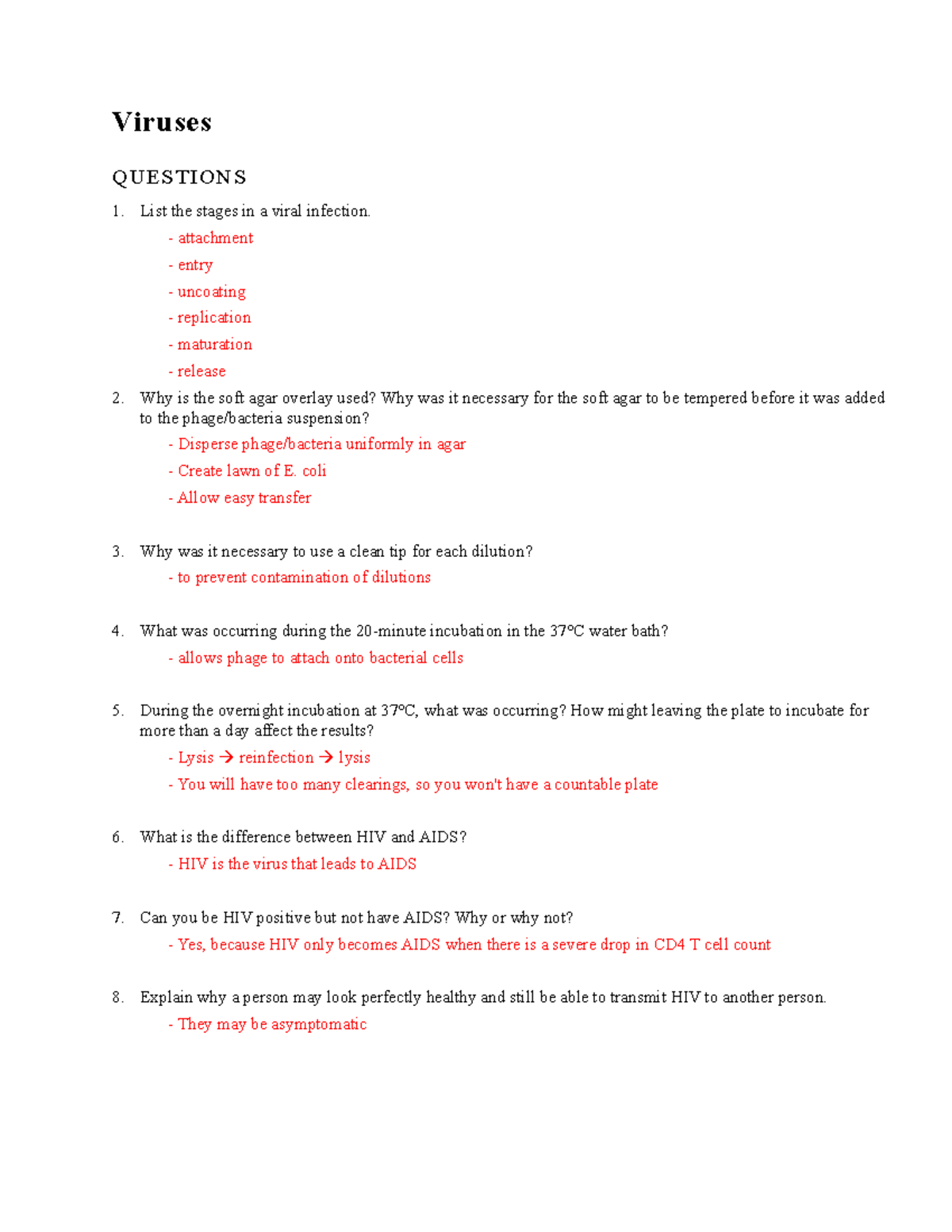 Viruses Worksheet - Viruses QUESTIONS List the stages in a viral ...