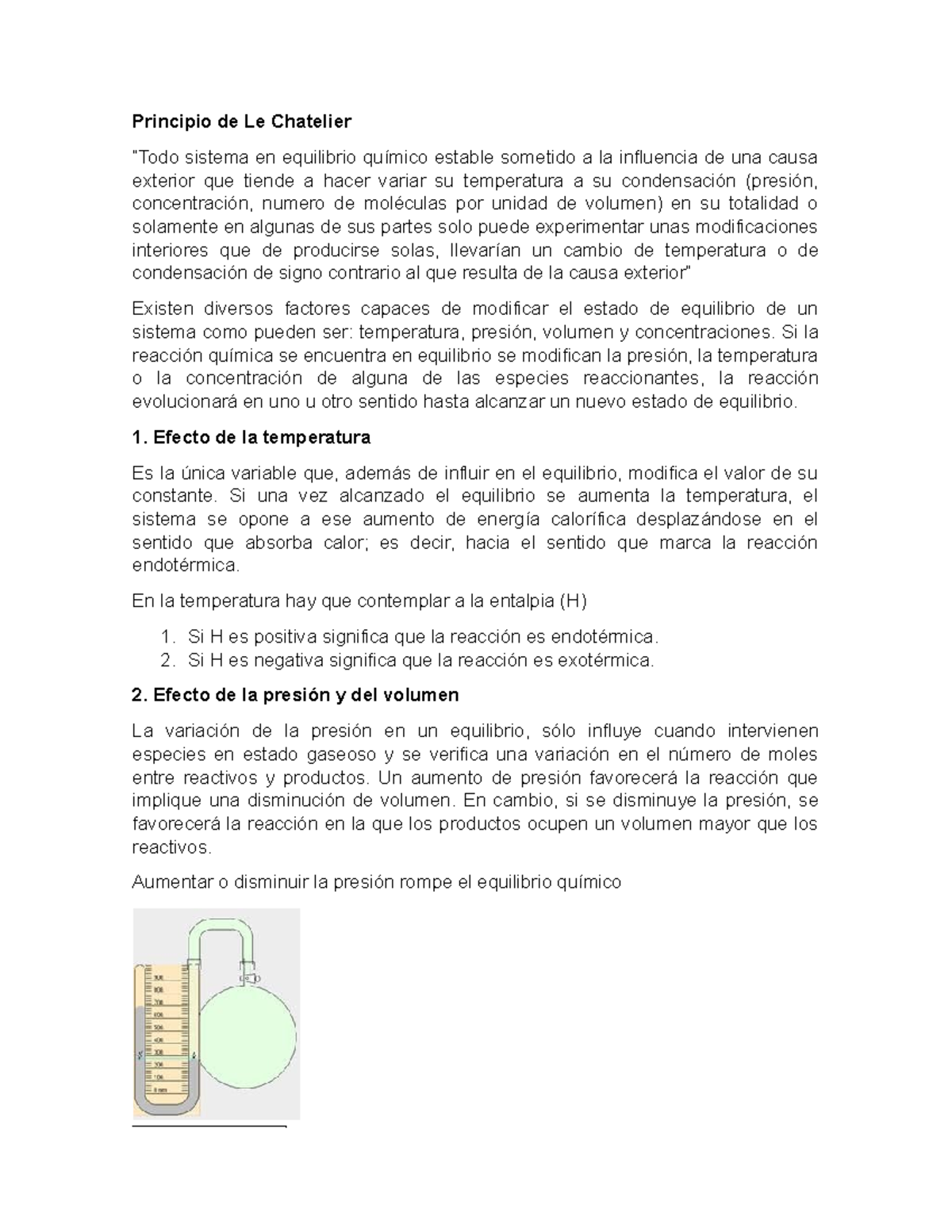 Principio de Le Chatelier - Principio de Le Chatelier “Todo sistema en equilibrio químico ...