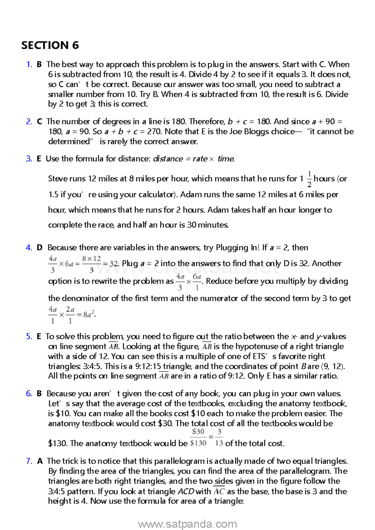 Sat math practice test 3 answers www - SECTION 6 B The best way to ...