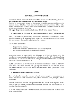 Income tax Notes - Income tax Notes ####### Unit- Section 2(31) Income ...
