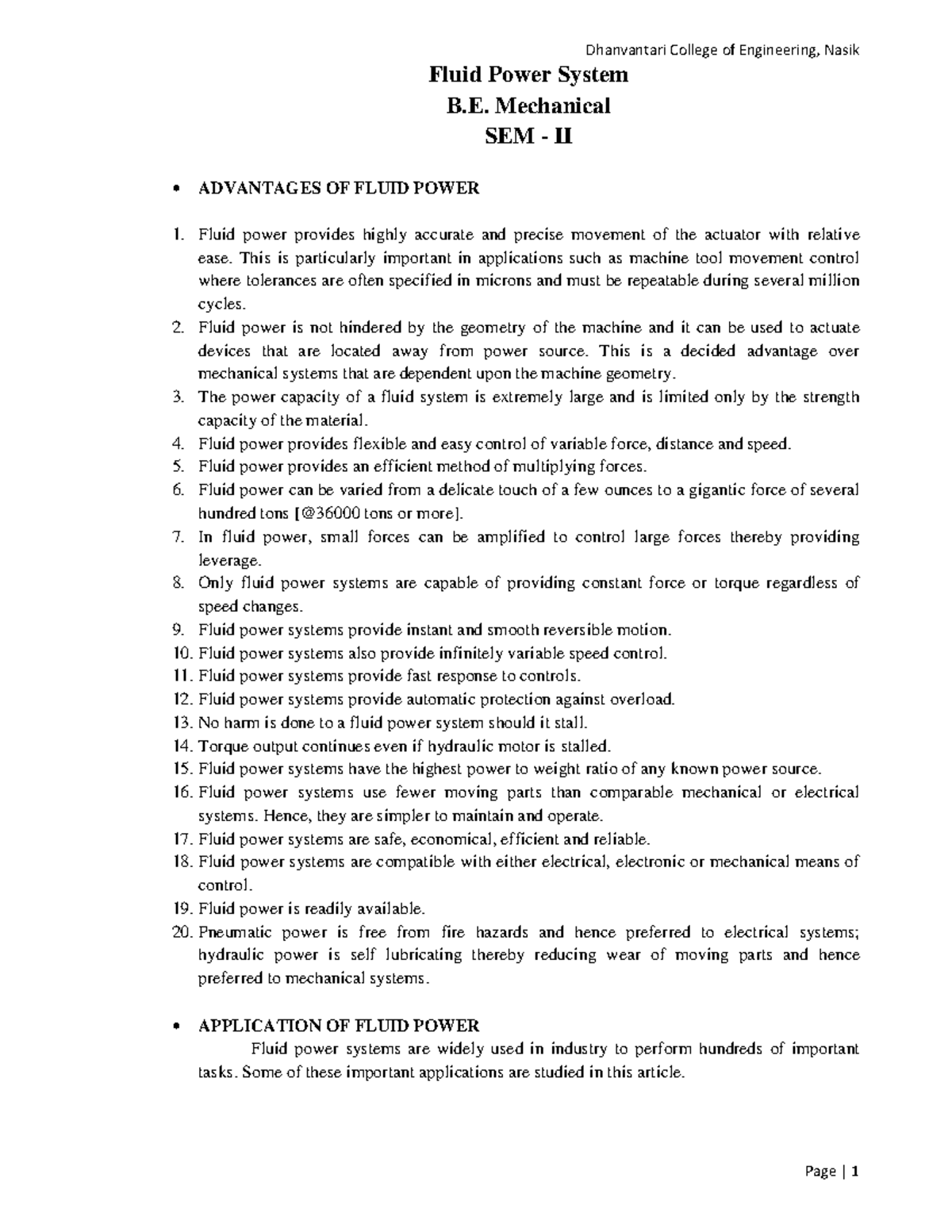 Industrial Fluid Power - Dhanvantari College of Engineering, Nasik ...