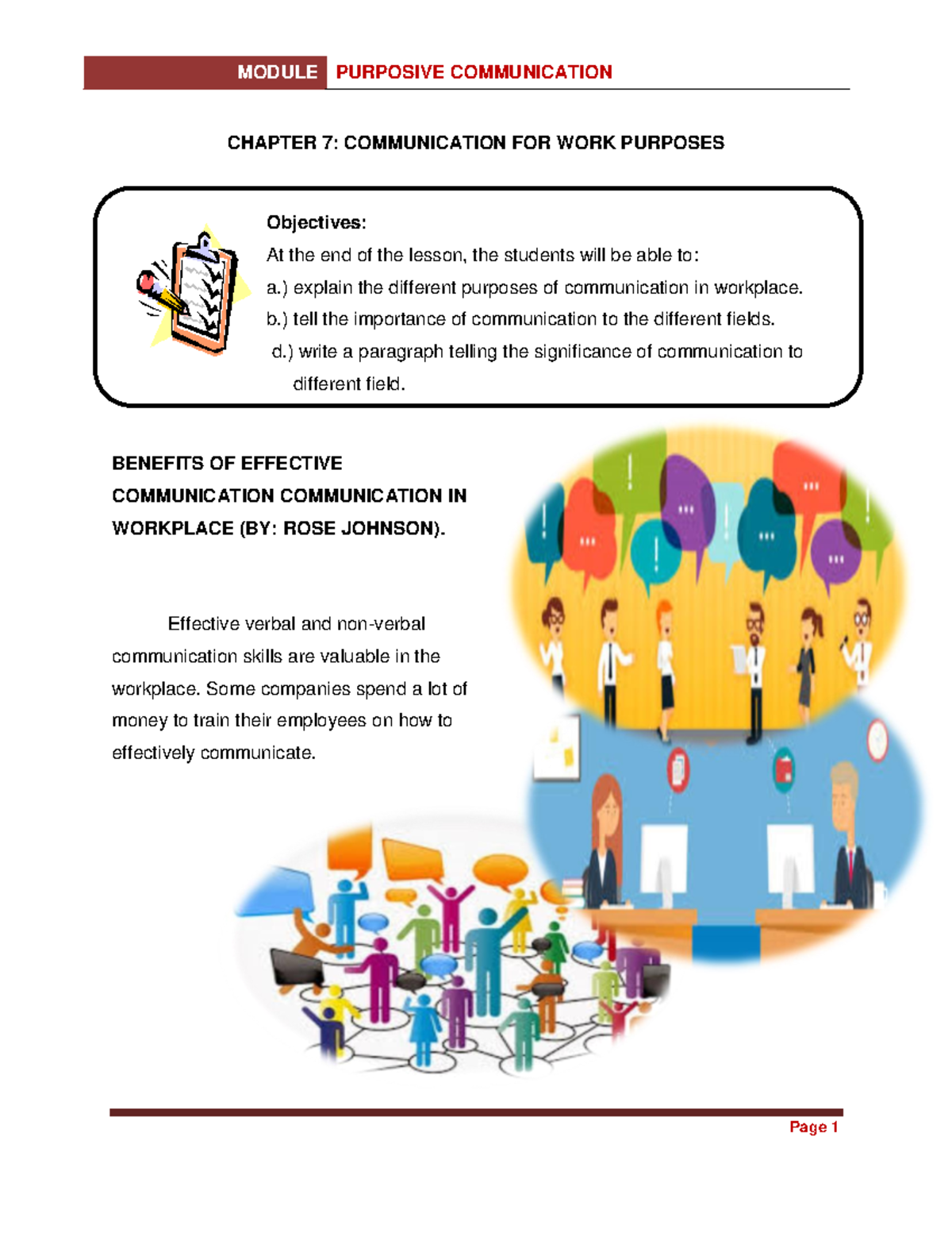 Chapter 7 ENG01 Purposive Communication - CHAPTER 7: COMMUNICATION FOR ...