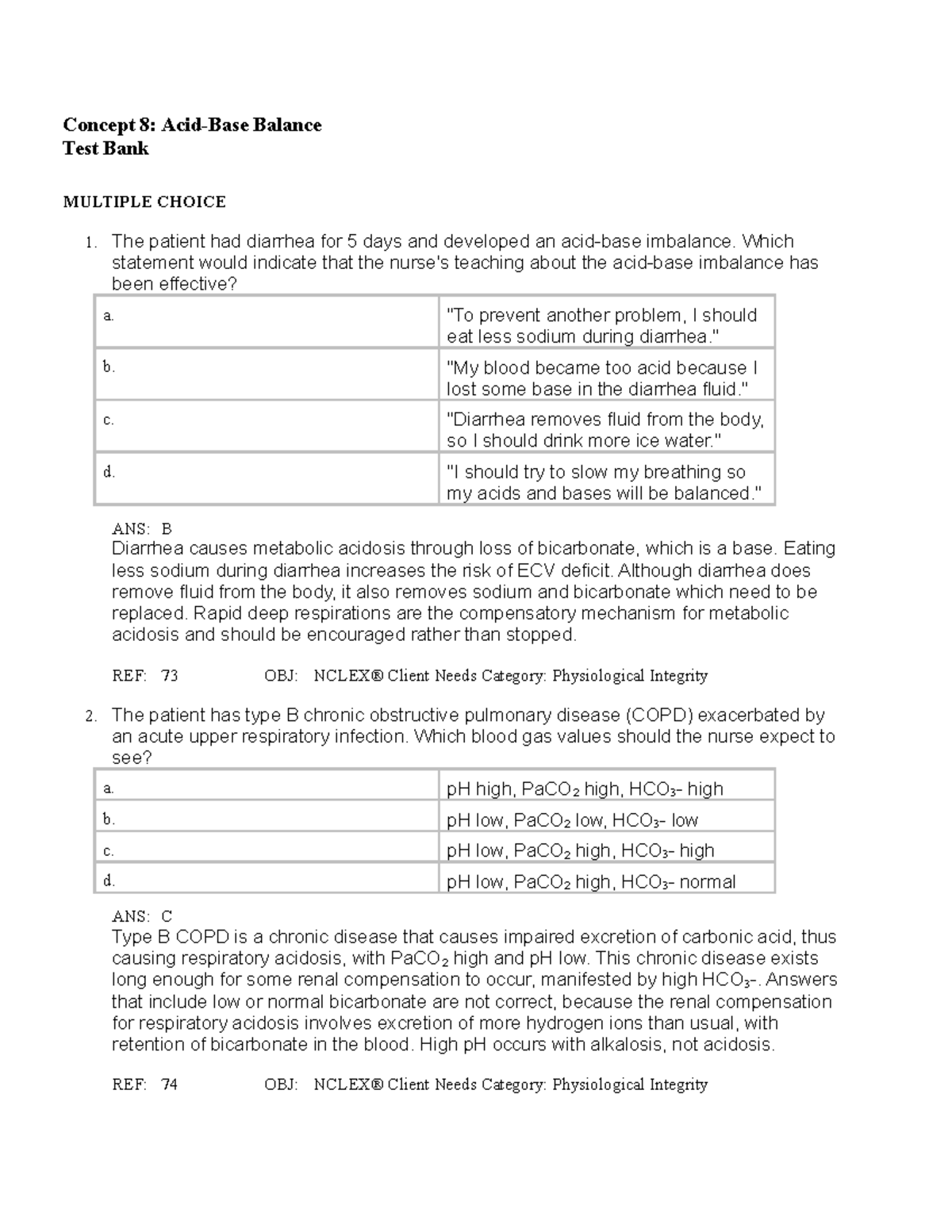 Concept 8 acid base - lecture notes - Concept 8: Acid-Base Balance Test ...