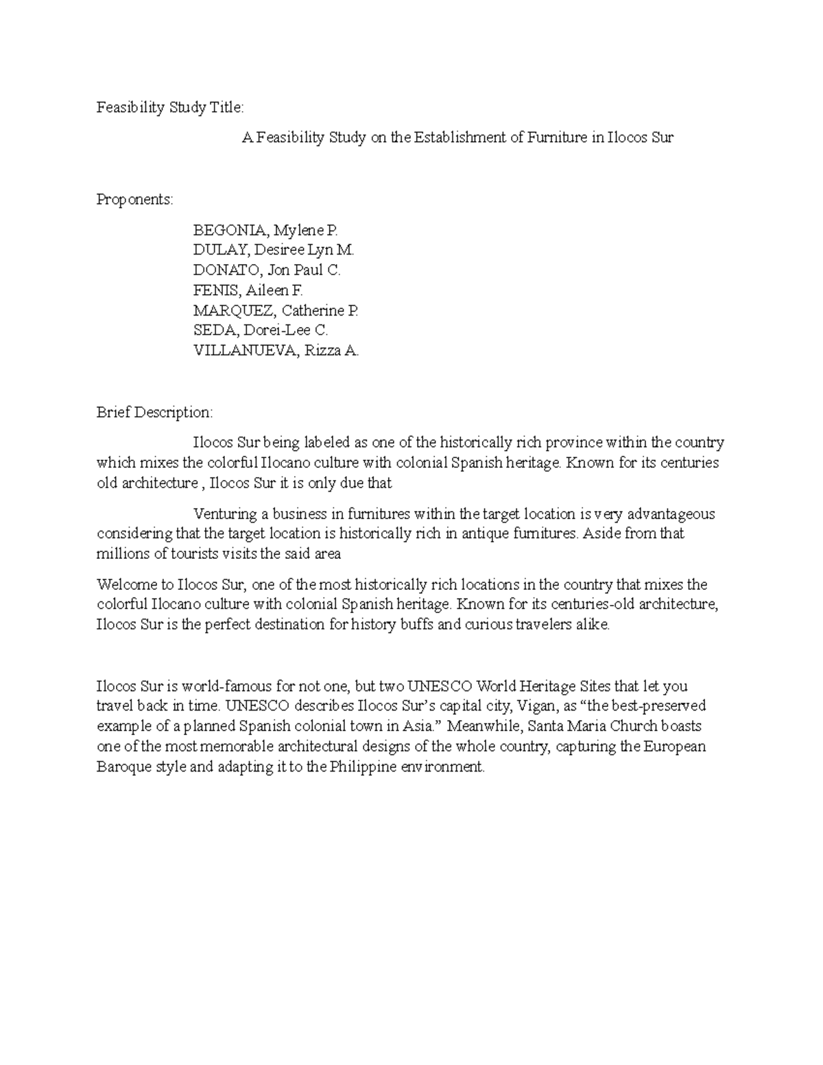 Feasibility Study Title - DULAY, Desiree Lyn M. DONATO, Jon Paul C ...