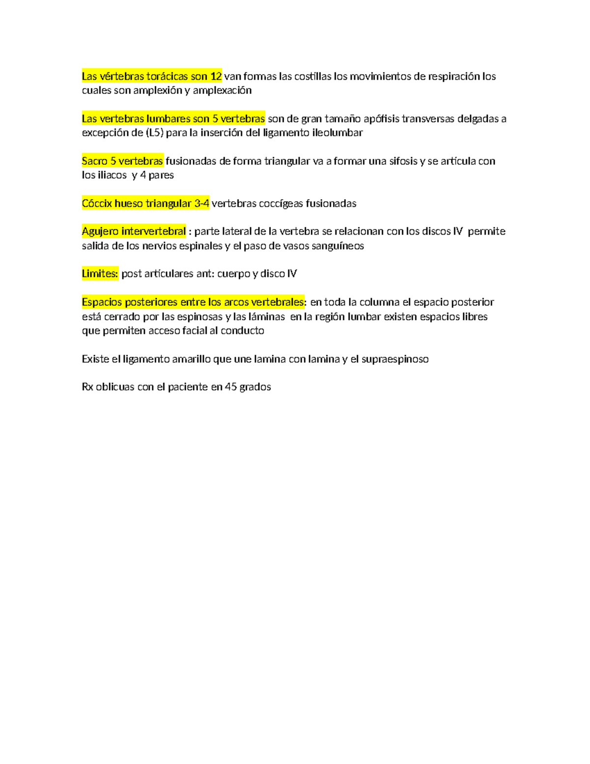 Las vértebras torácicas son 12 van formas las costillas los movimientos ...