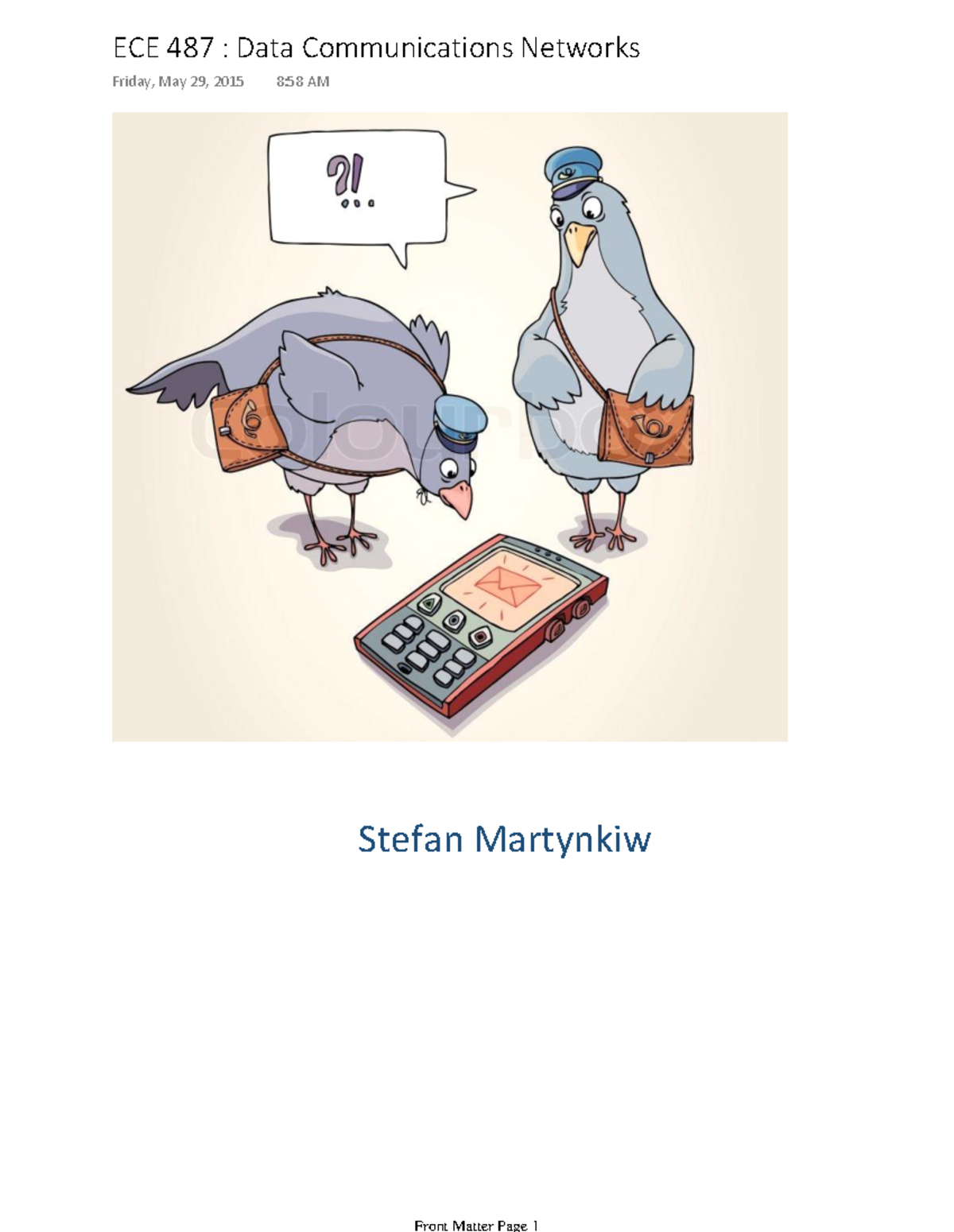 Data Communication Networks - Lecture notes - ECE 487 - 2 - Stefan ...