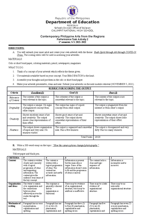ARTS-10 Q4 M1 - 10 Arts 10 Quarter 4 - Module 1 Theatrical Forms and ...