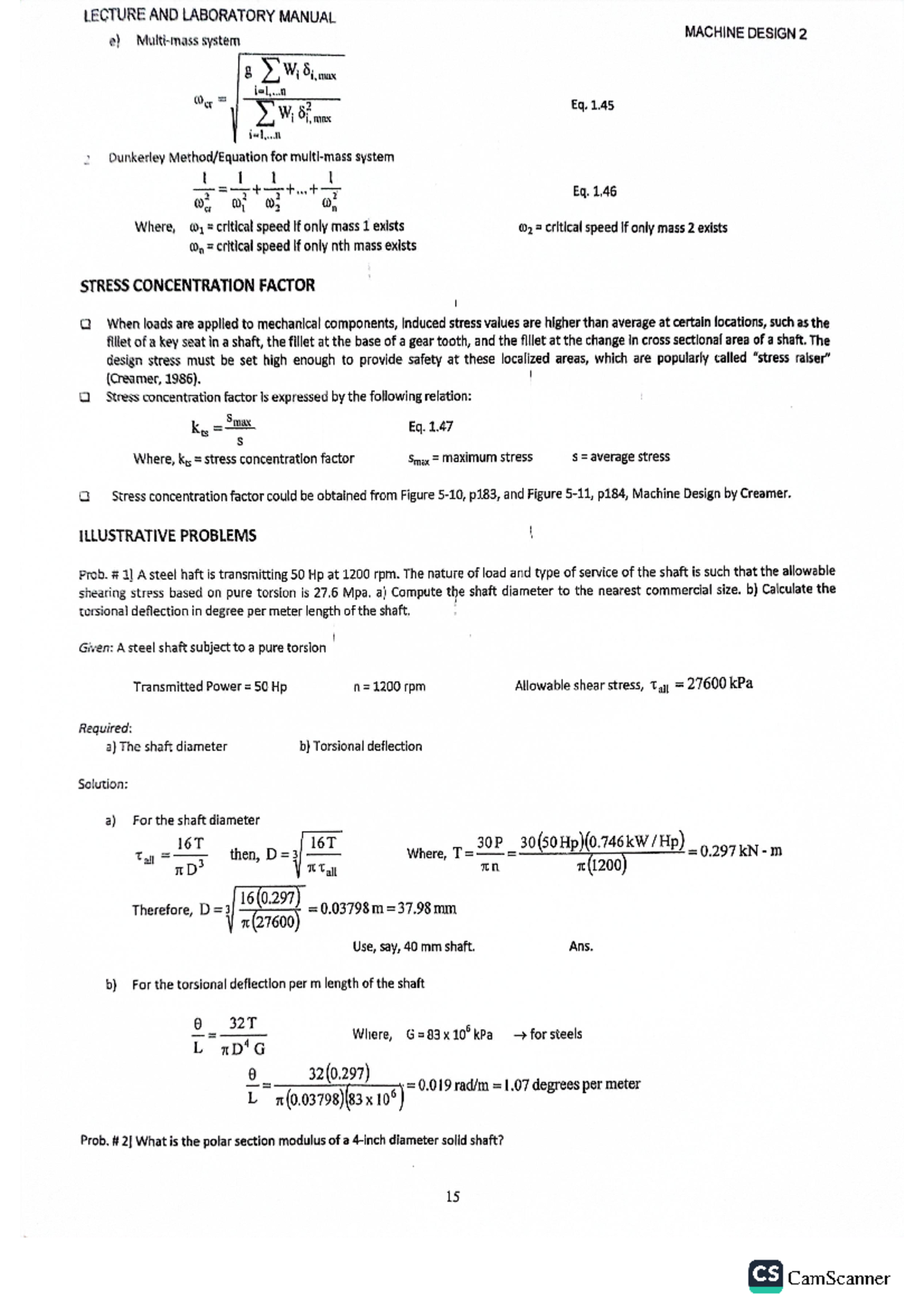 Machine Design Problema NA MAY Sagot - LECTURE AND LABORATORY MANUAL ...