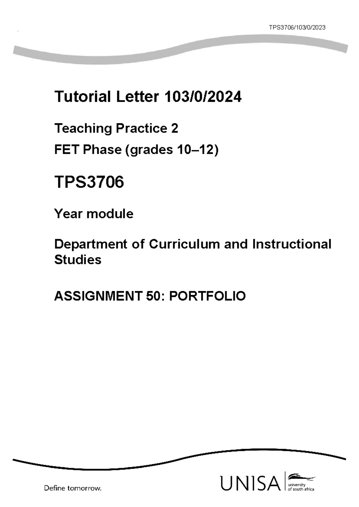 TPS3706 103 0 B 2024edited Akabor - TPS 37 06/103/0/ ` Tutorial Letter ...