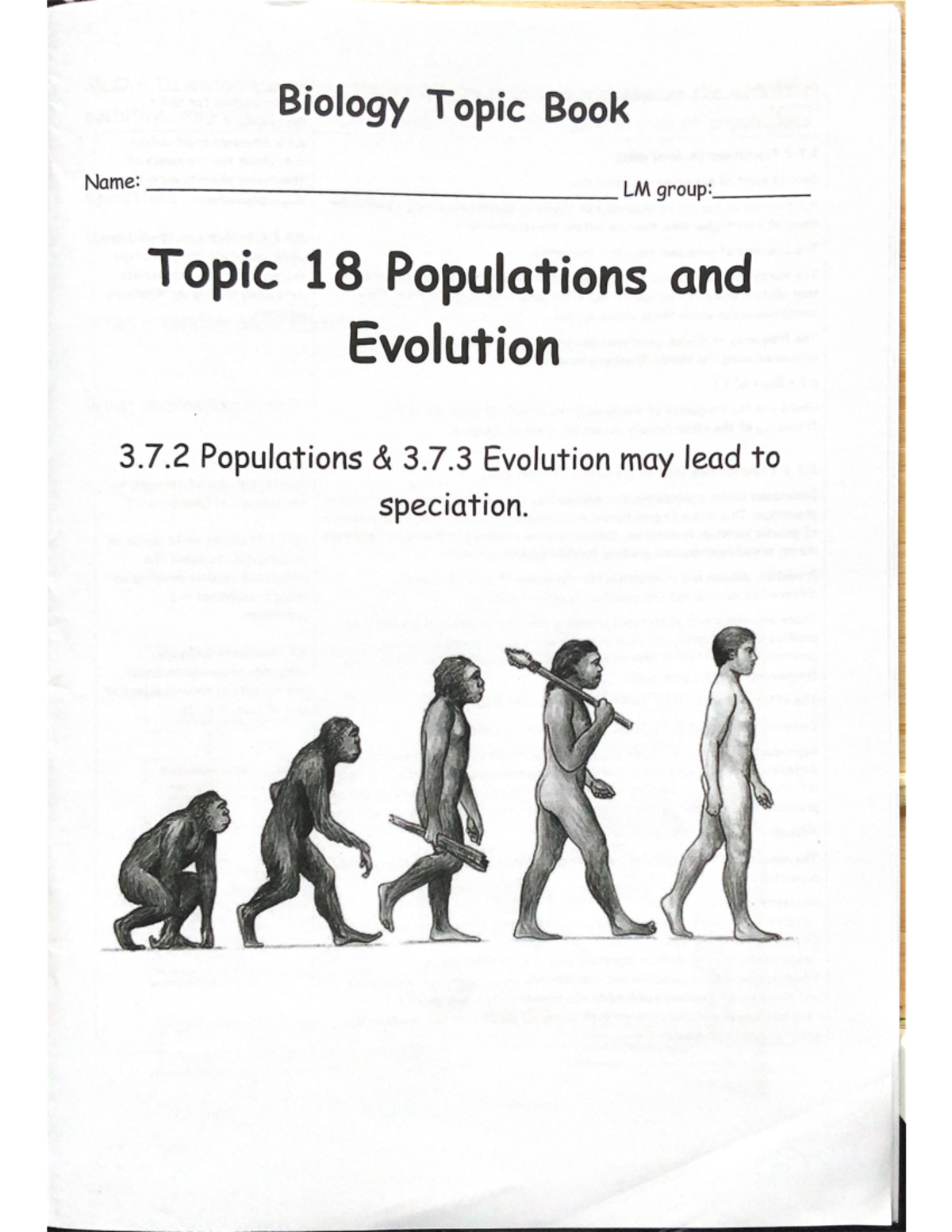 Topic 18 Populations And Evolution - Biology Topic Book Name: LM group ...