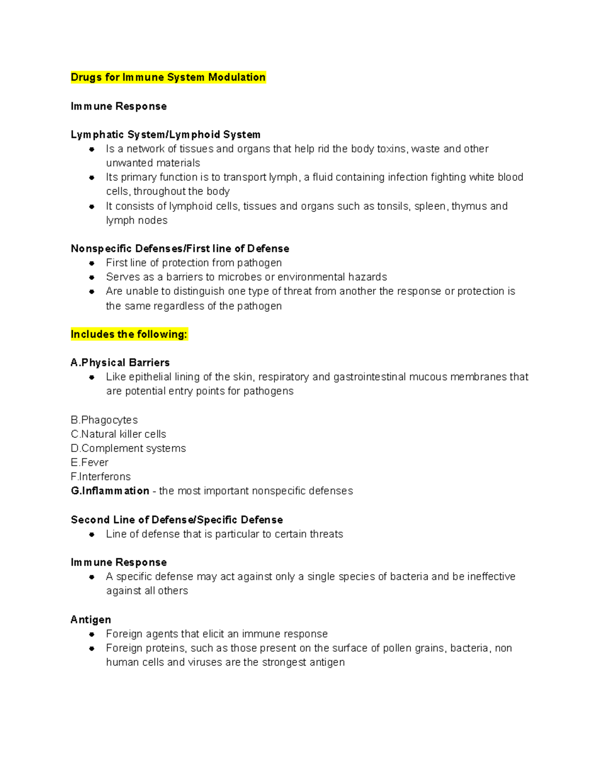 Finals- Pharma - Acitivity only - Drugs for Immune System Modulation ...