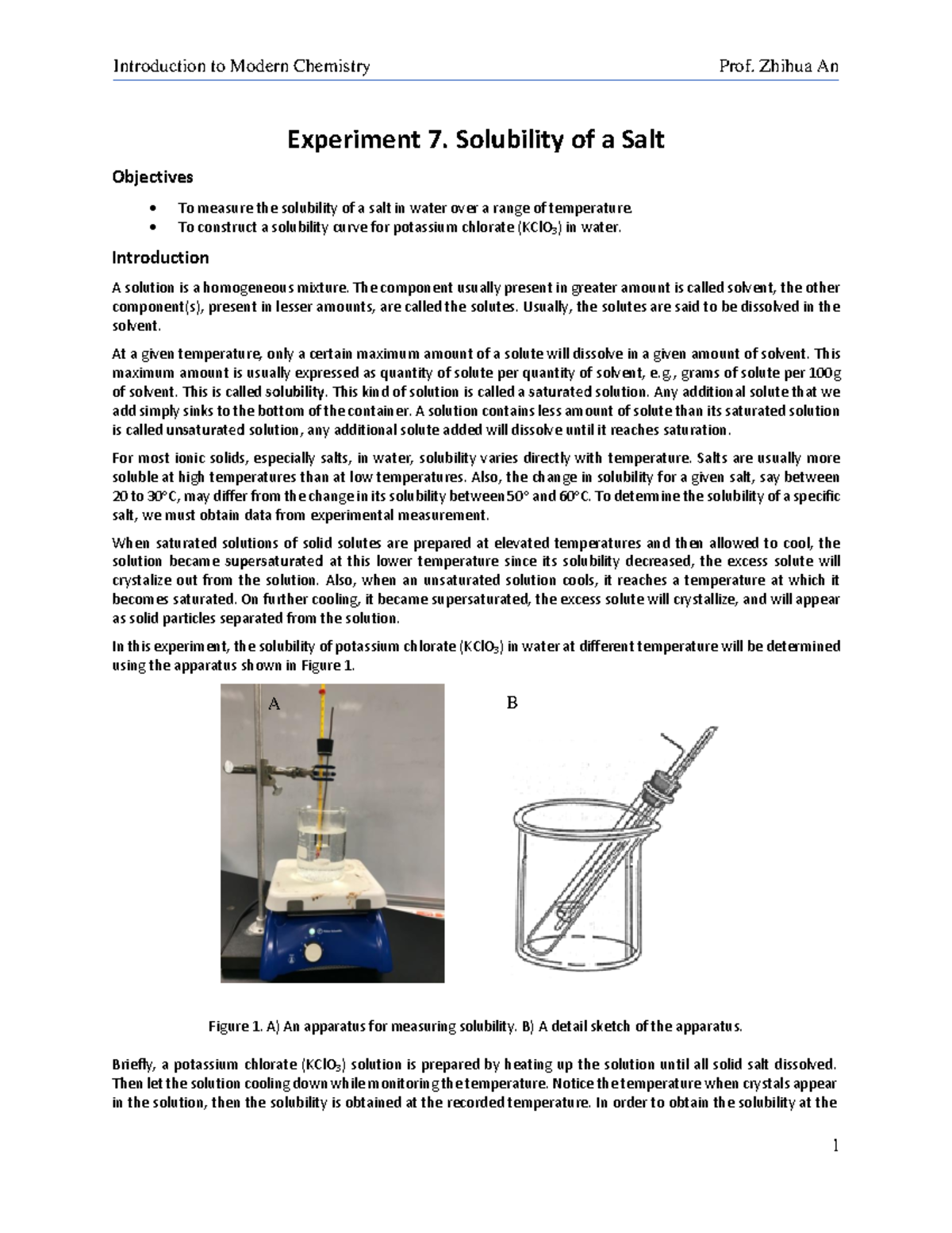 7. Handout Solubility of A Salt - Copy - Experiment 7. Solubility of a ...