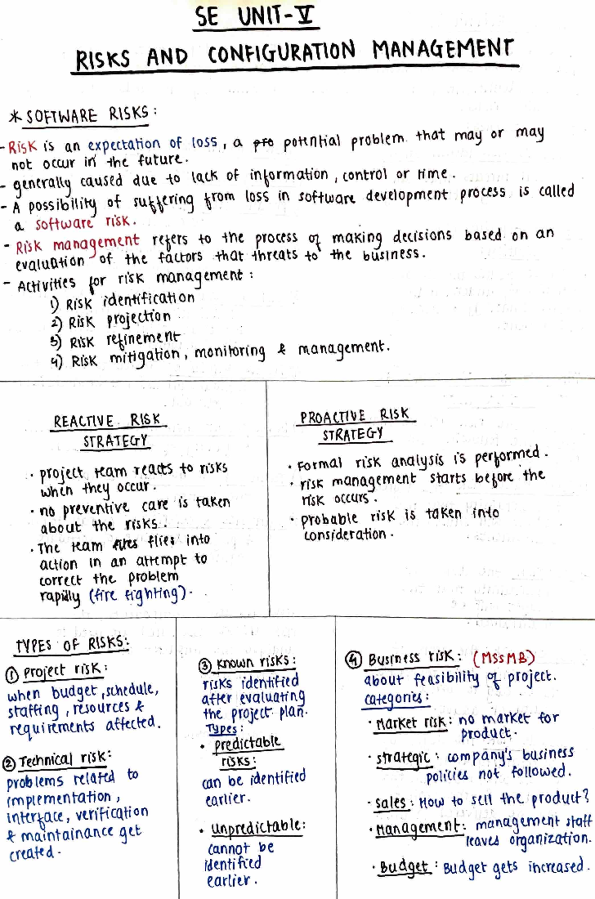 Software Engineering Unit 5 Notes Sppu 2nd Year 4th Sem Se Risks And Configuration Management