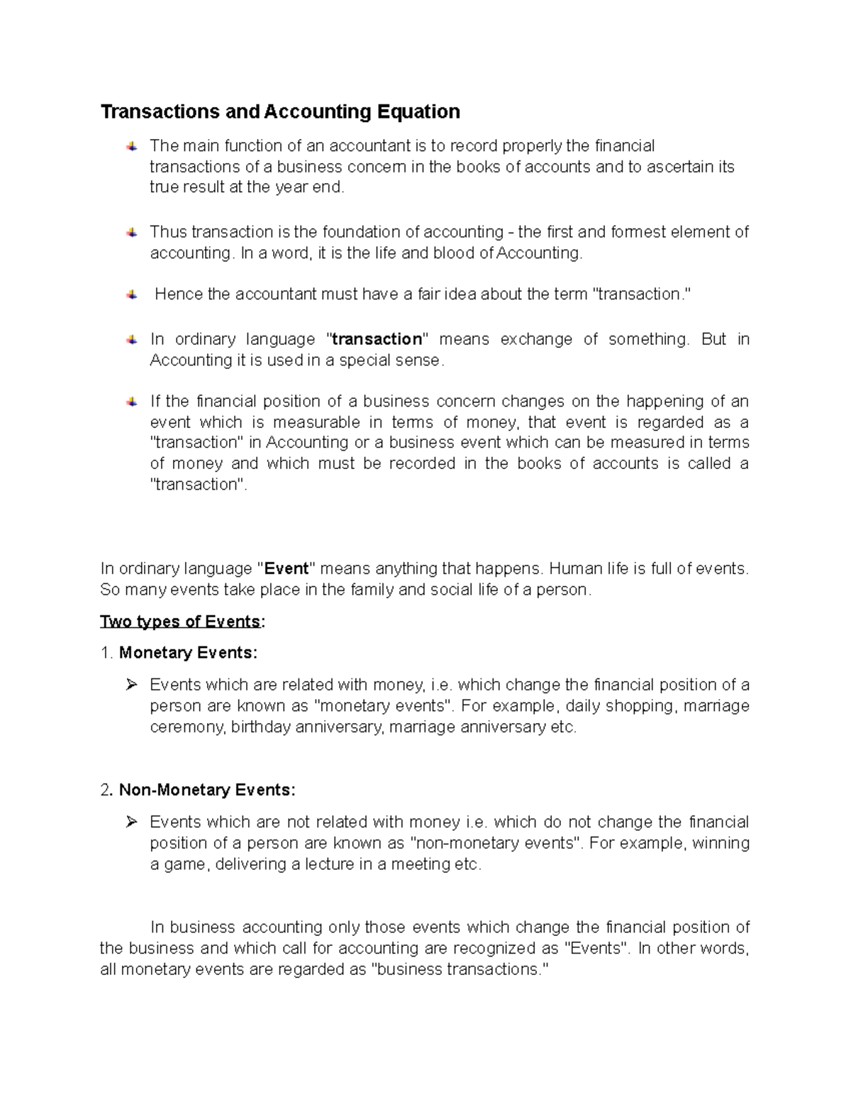 Transactions and Accounting Equation- Features, Classification and ...