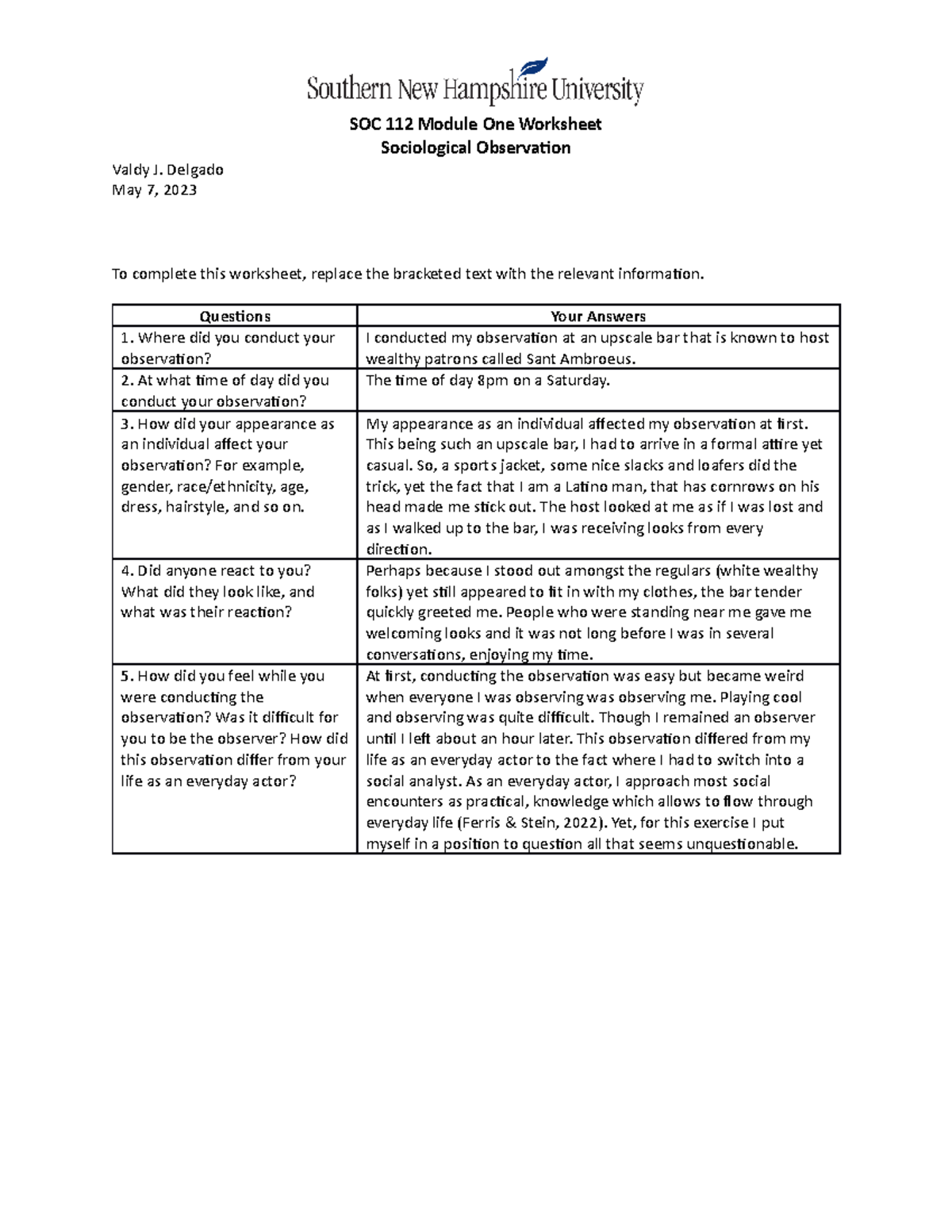 SOC 112 Module One Worksheet - SOC 112 Module One Worksheet ...
