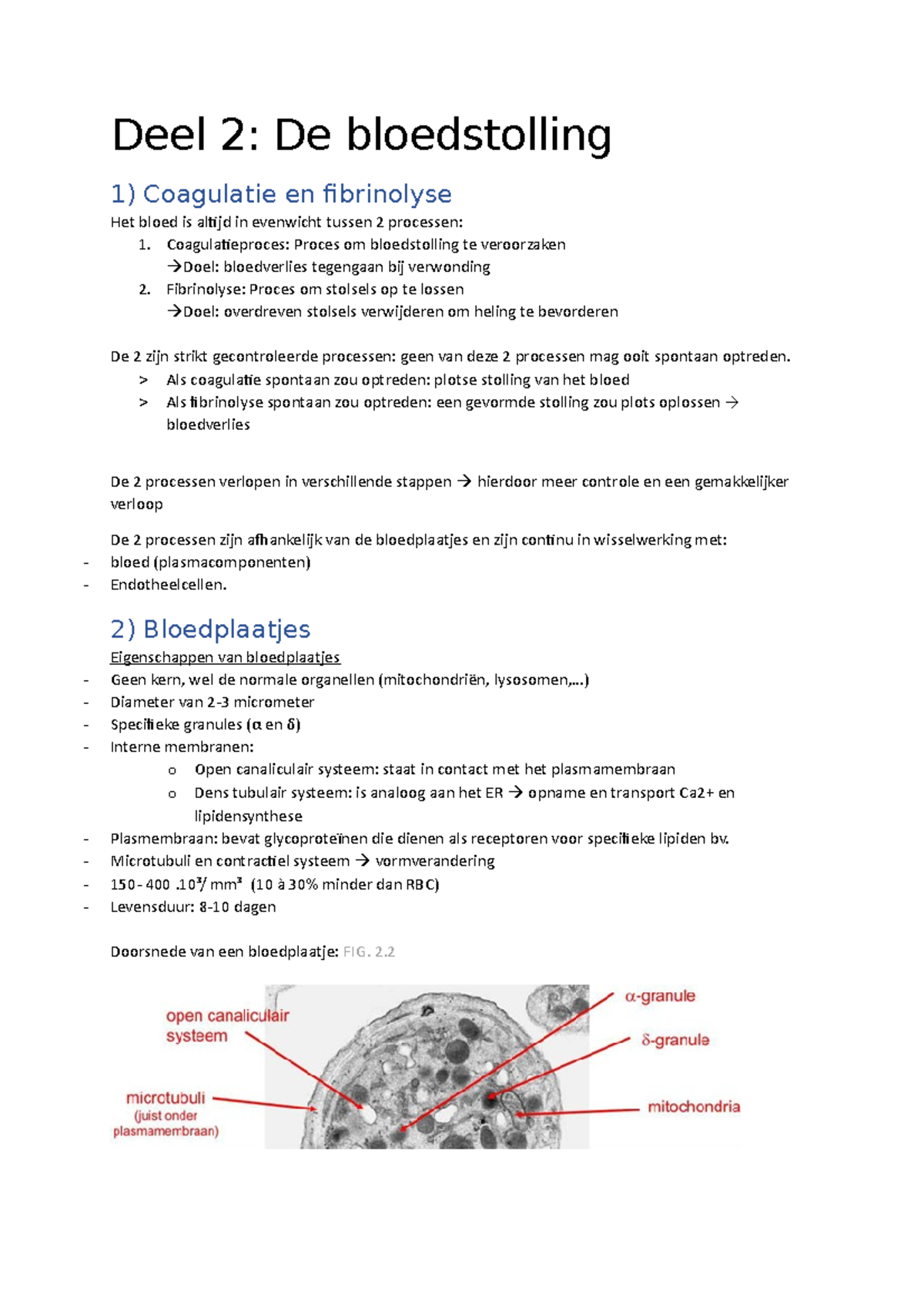 Deel 2 de bloedstolling - Deel 2: De bloedstolling 1) Coagulatie en ...