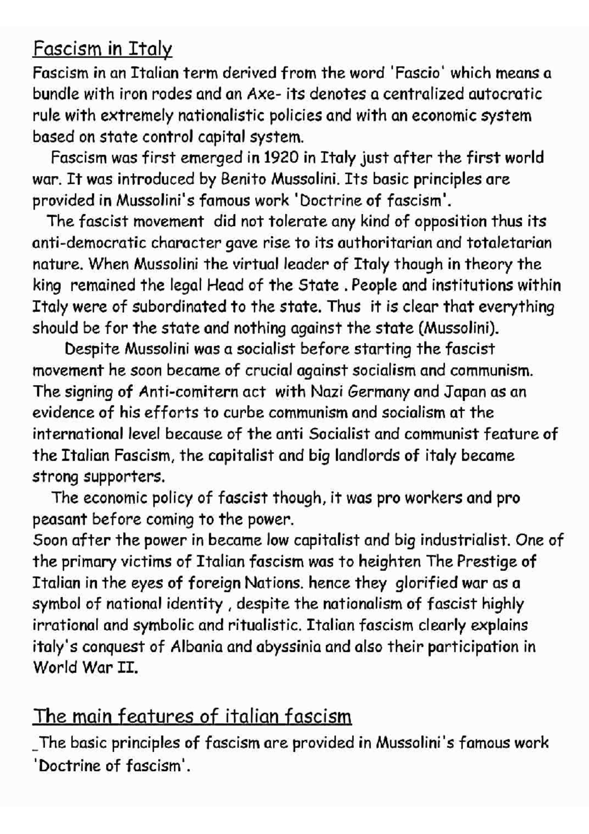 Fascism Nazism - notes - History-Transition to the contemporary world ...