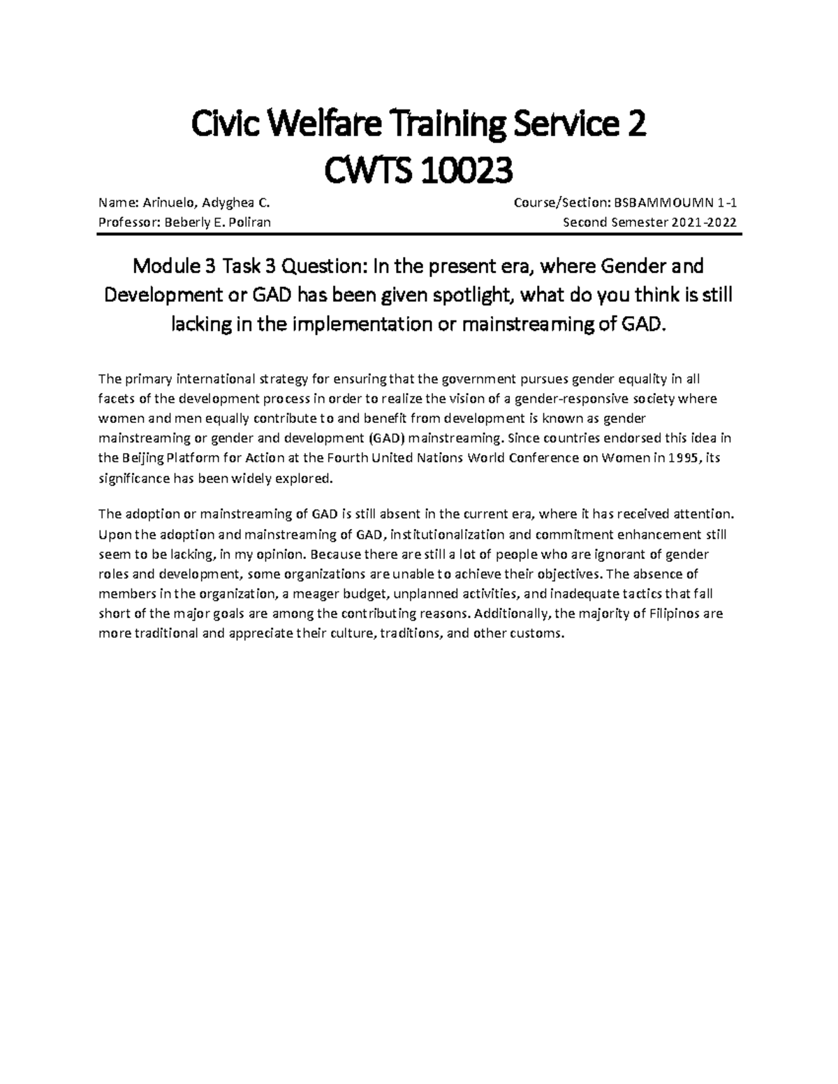 Module 3 Civic Welfare Training Service 2 - Civic Welfare Training ...