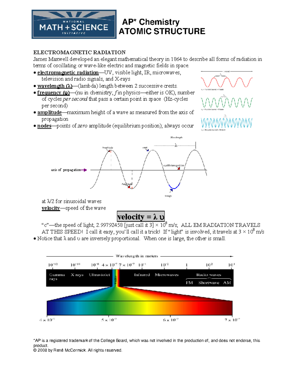 03 Atomic Structure and Periodicity - AP* Chemistry ATOMIC STRUCTURE ...