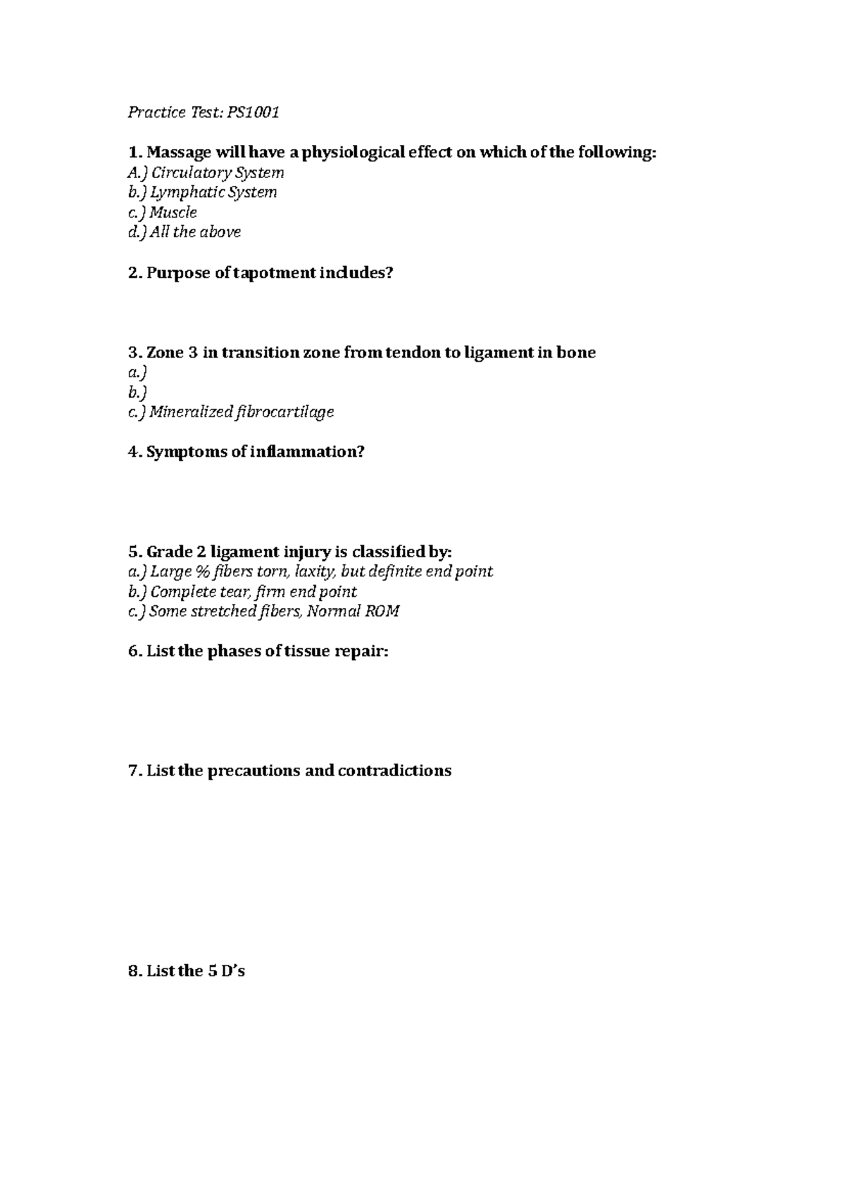 Introduction to Physiotherapy Sample/practice exam 5 April 2016 ...