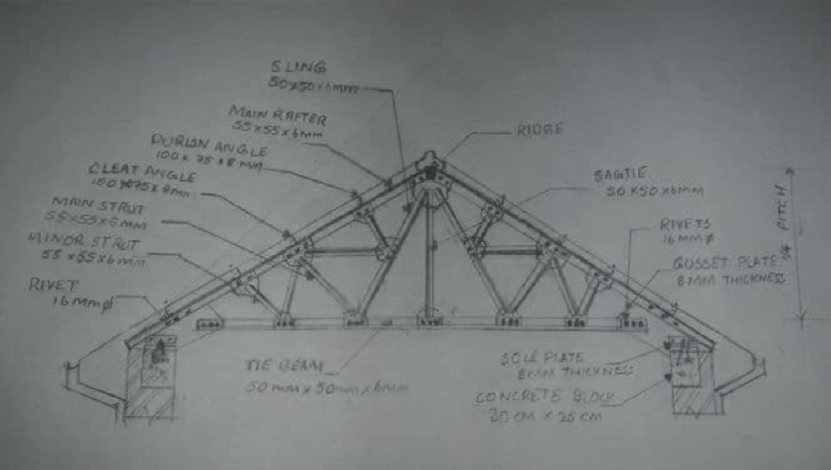 Steel roof drawing - Engineering drawing - Studocu