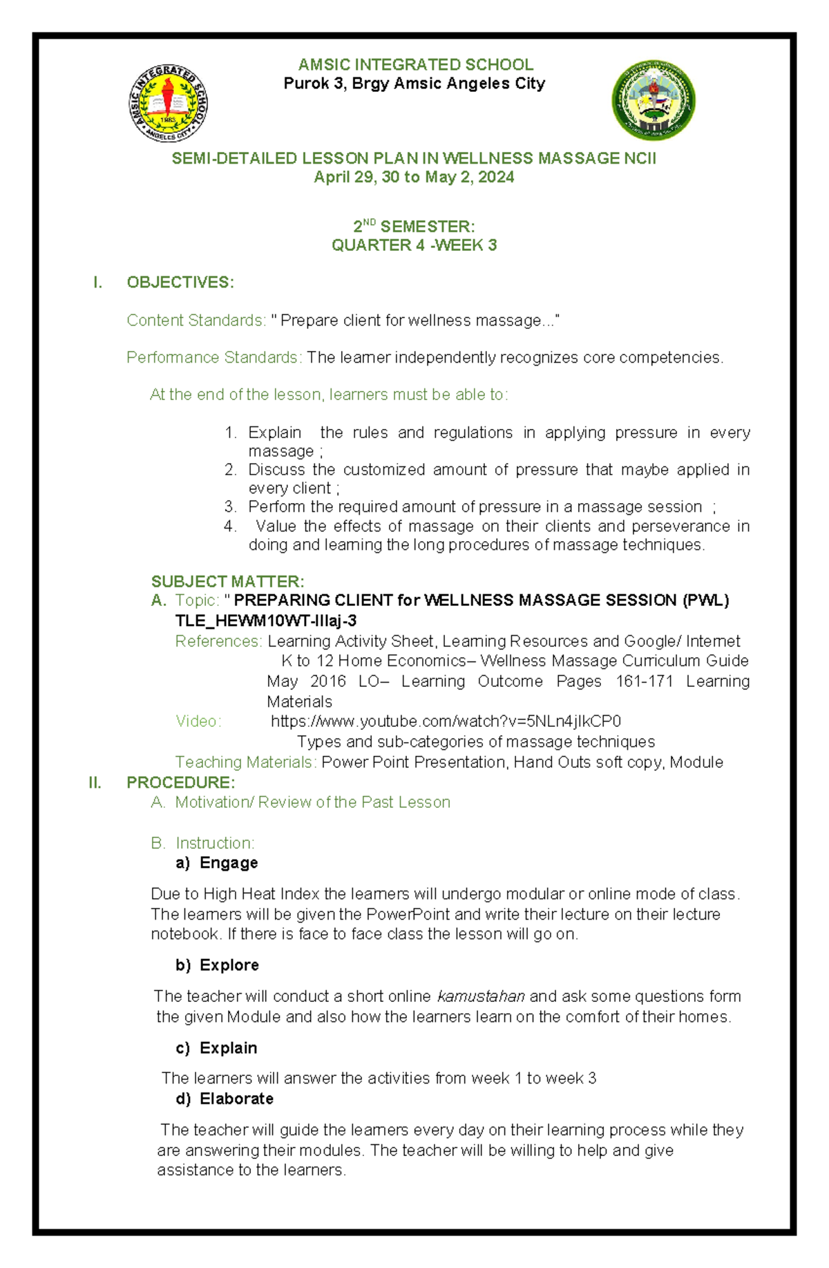 12. Sdlpg 11-2ND SEM Preparing Client for Wellness Massage Session ...