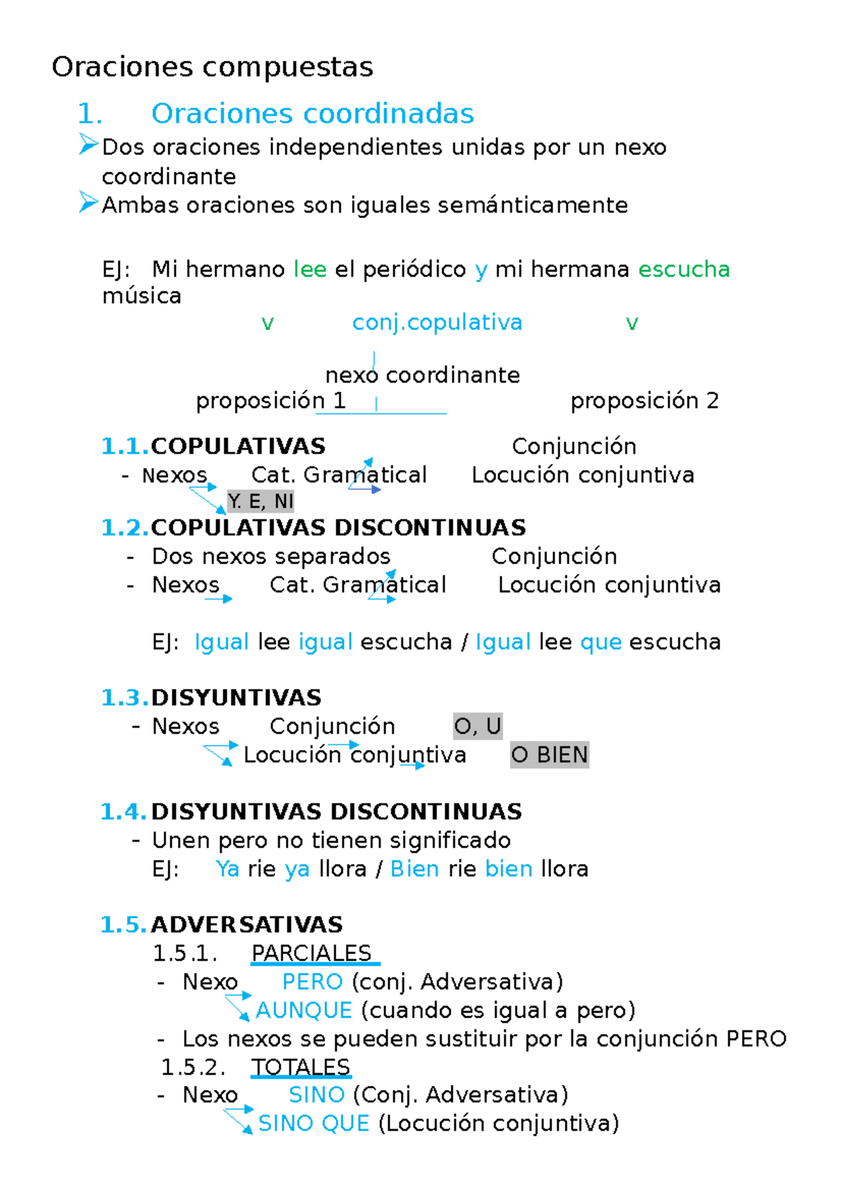 Apuntes Oraciones compuestas - Oraciones compuestas 1. Oraciones ...