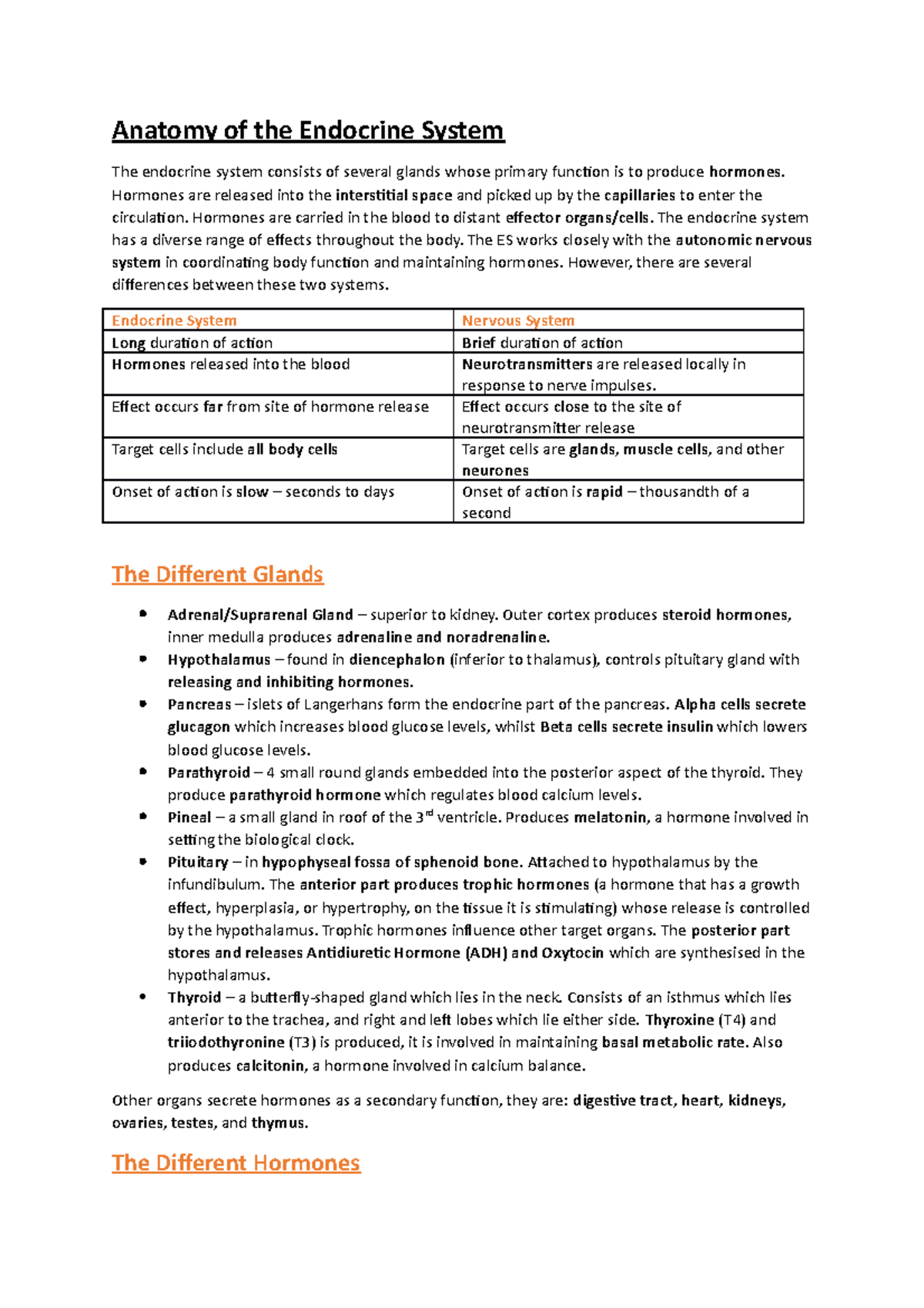 Anatomy of the Endocrine System - Hormones are released into the ...