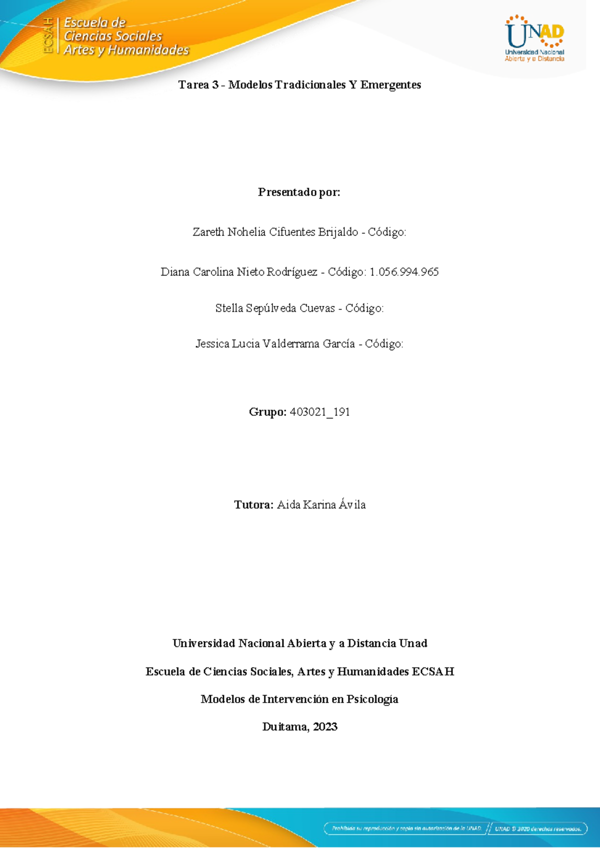 Tarea 3 - Modelos Tradicionales Y Emergentes - Grupo - 191 - Tarea 3 ...