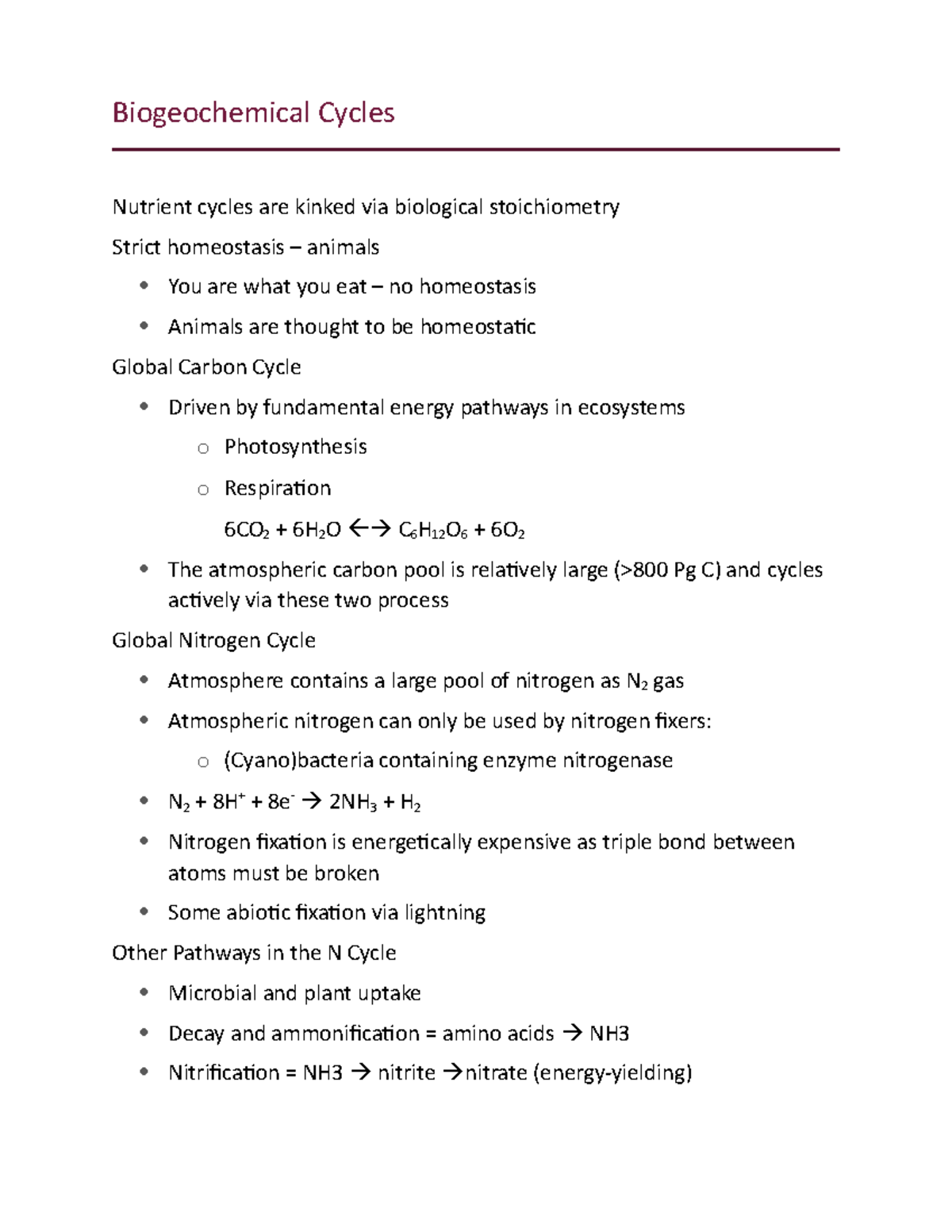 Biogeochemical Cycles - General Ecology - Biogeochemical Cycles ...