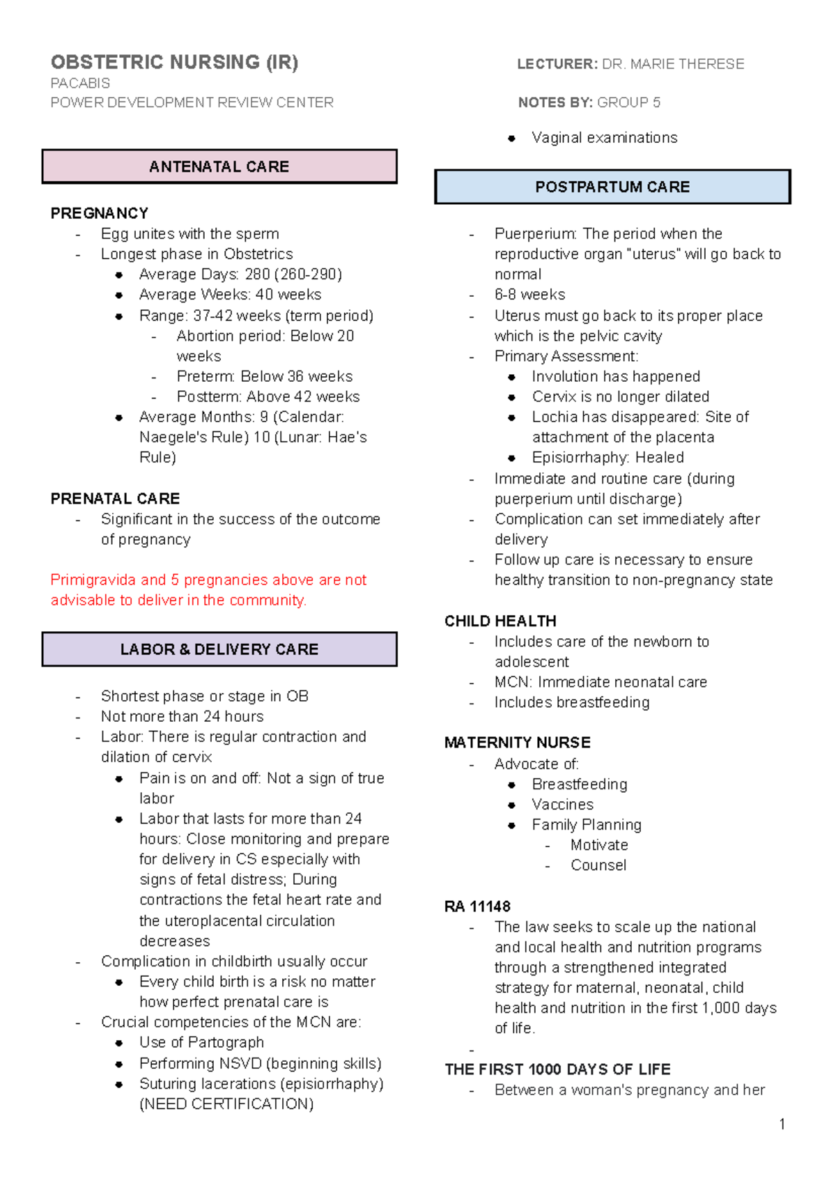 Copy of Obstetric Nursing (IR) 45 pages - PACABIS POWER DEVELOPMENT ...