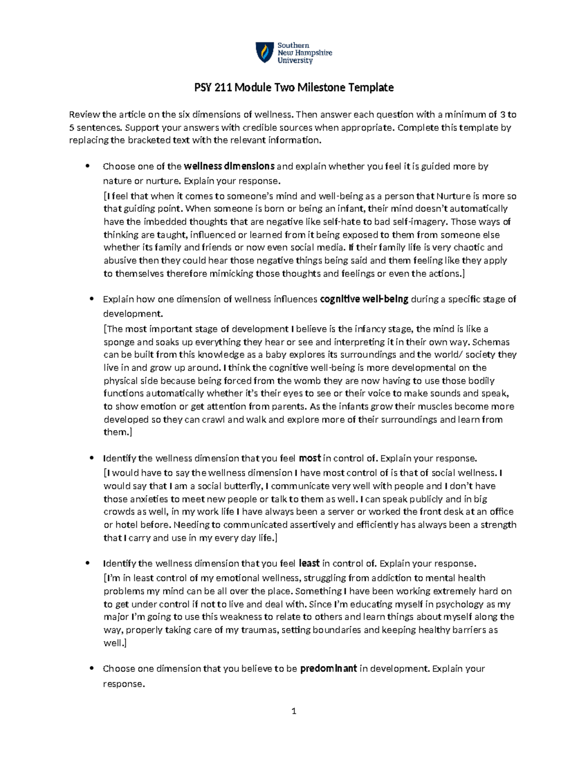 PSY 211 Module Two Milestone Completed - PSY 211 Module Two Milestone ...