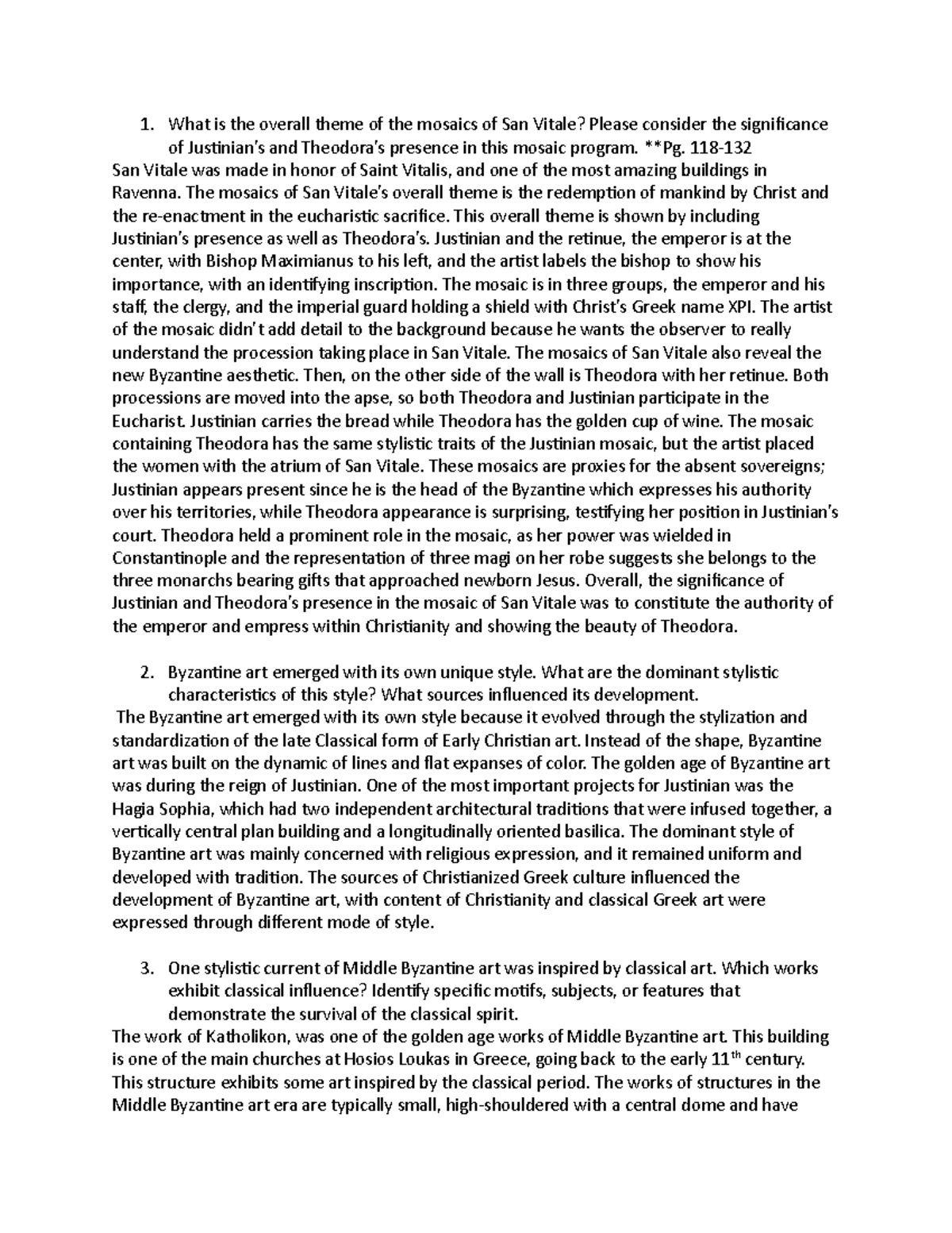 Art history week 3 - Art assignment - What is the overall theme of the mosaics of San Vitale ...