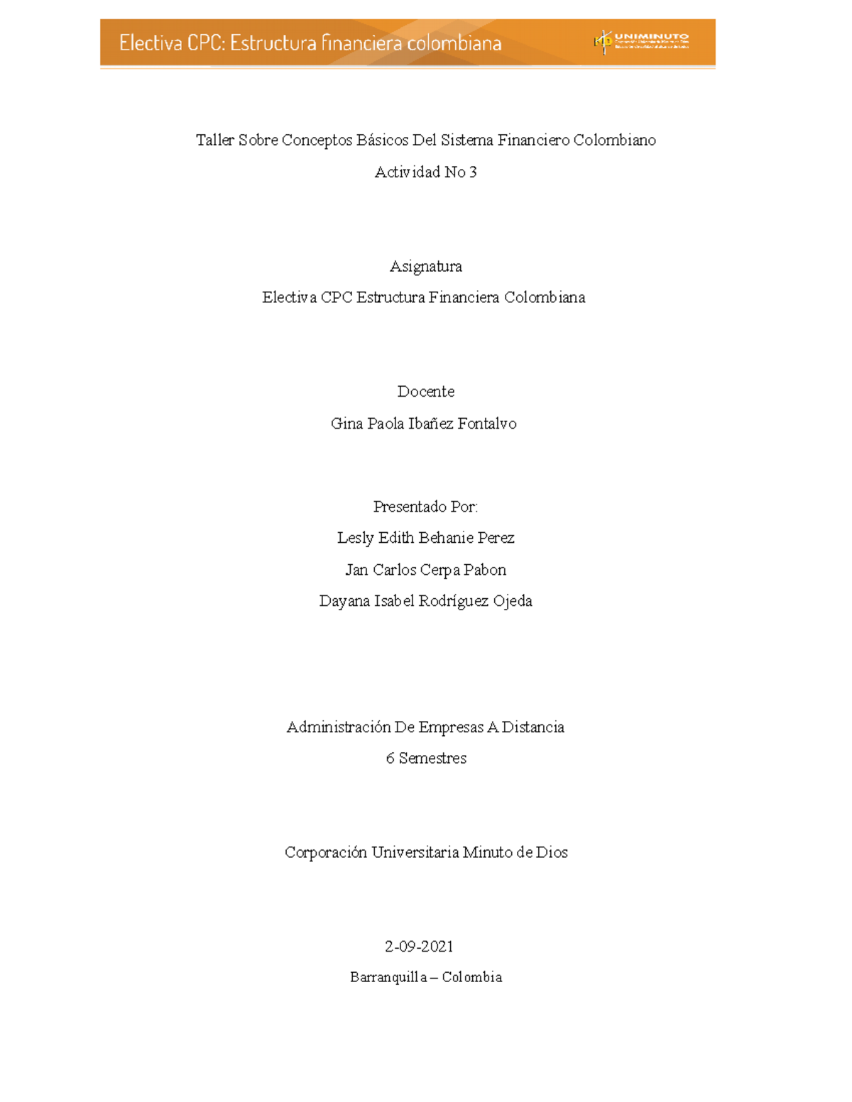 ACT. 3 Conceptos Basicos S. Finan - Taller Sobre Conceptos Básicos Del Sistema Financiero ...