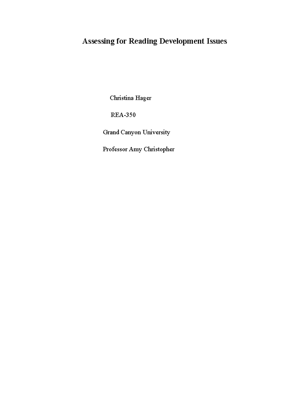 Assessing for Reading Development Issues - Assessing for Reading ...