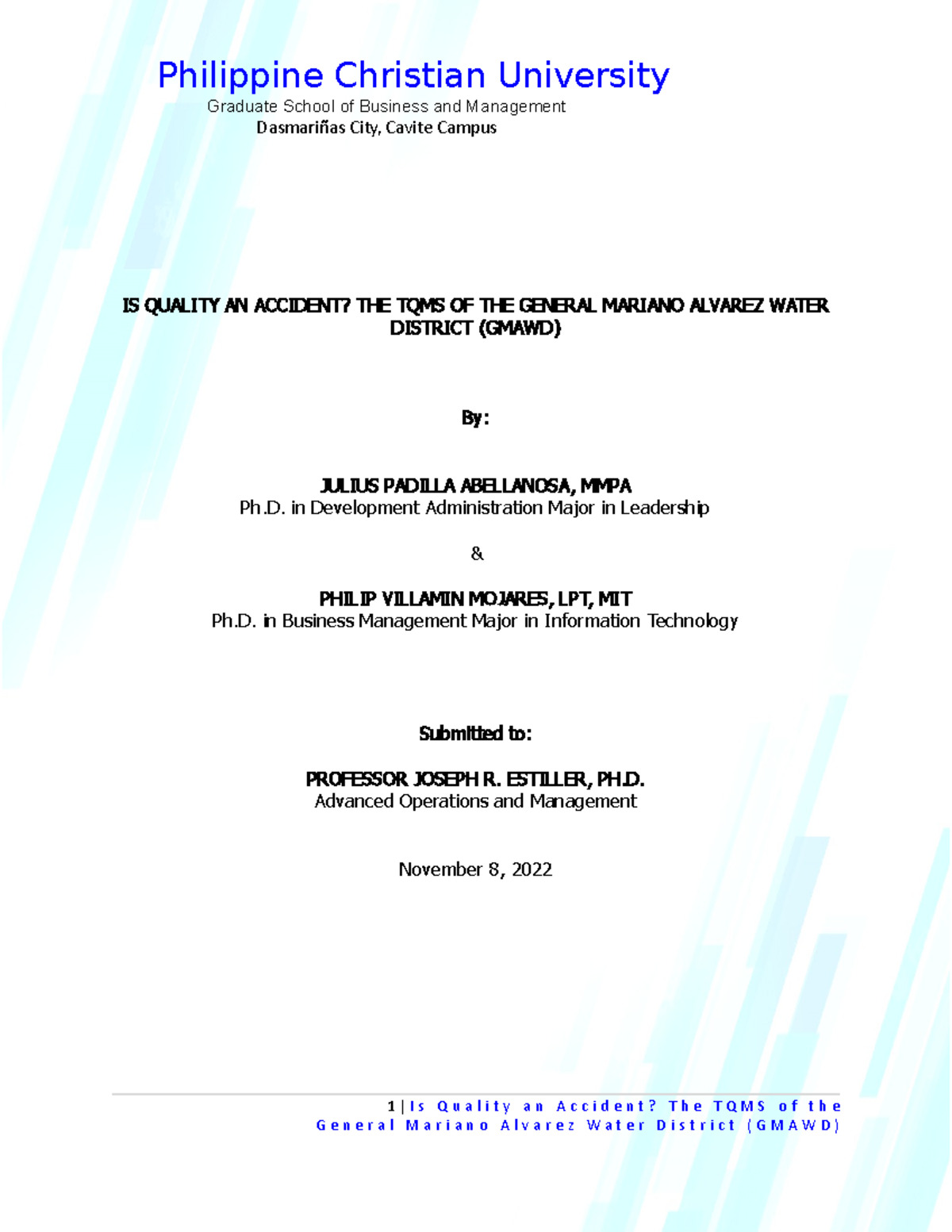 Final Written Output Report TQMS Gmawd Abellanosa Mojares - Graduate ...