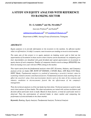 Equity research project - A STUDY ON EQUITY ANALYSIS WITH REFERENCE TO ...