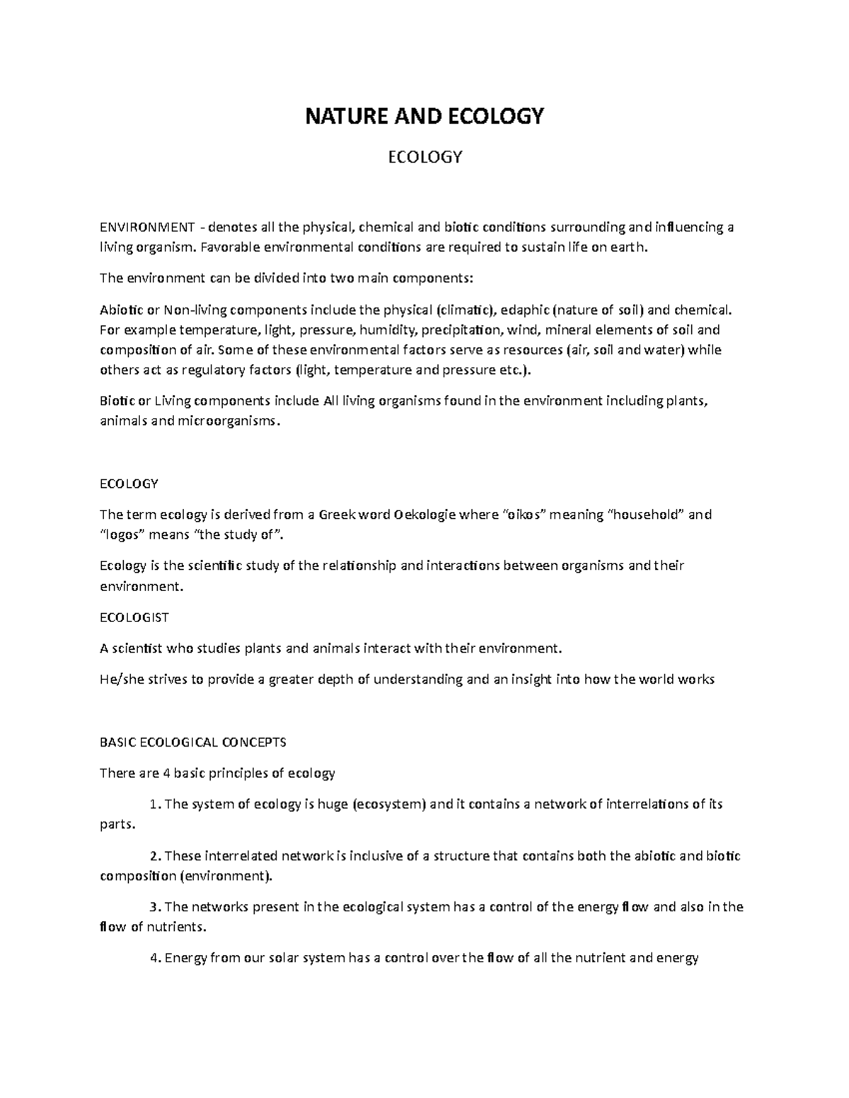 Ecology - Topic 2 of Environmental Engineering - NATURE AND ECOLOGY ...