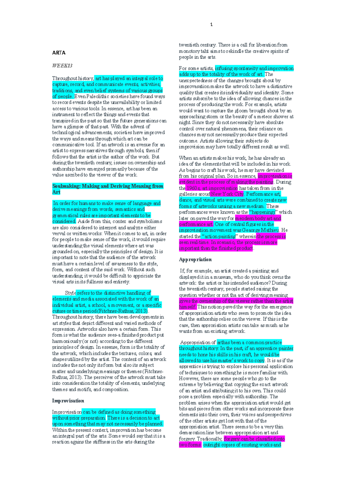 ARTA Finals Reviwer - ARTA WEEK Throughout history, art has played an integral role to capture ...