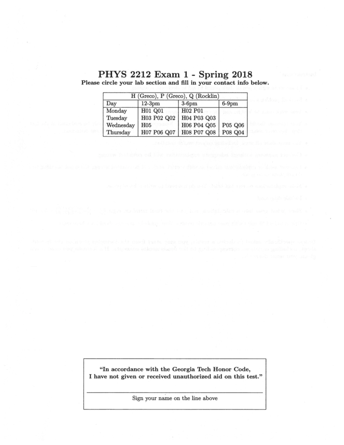 2212 Test1 Spring 2018-KEY - PHYS 2212 Exam 1 Spring 2018 Please circle ...