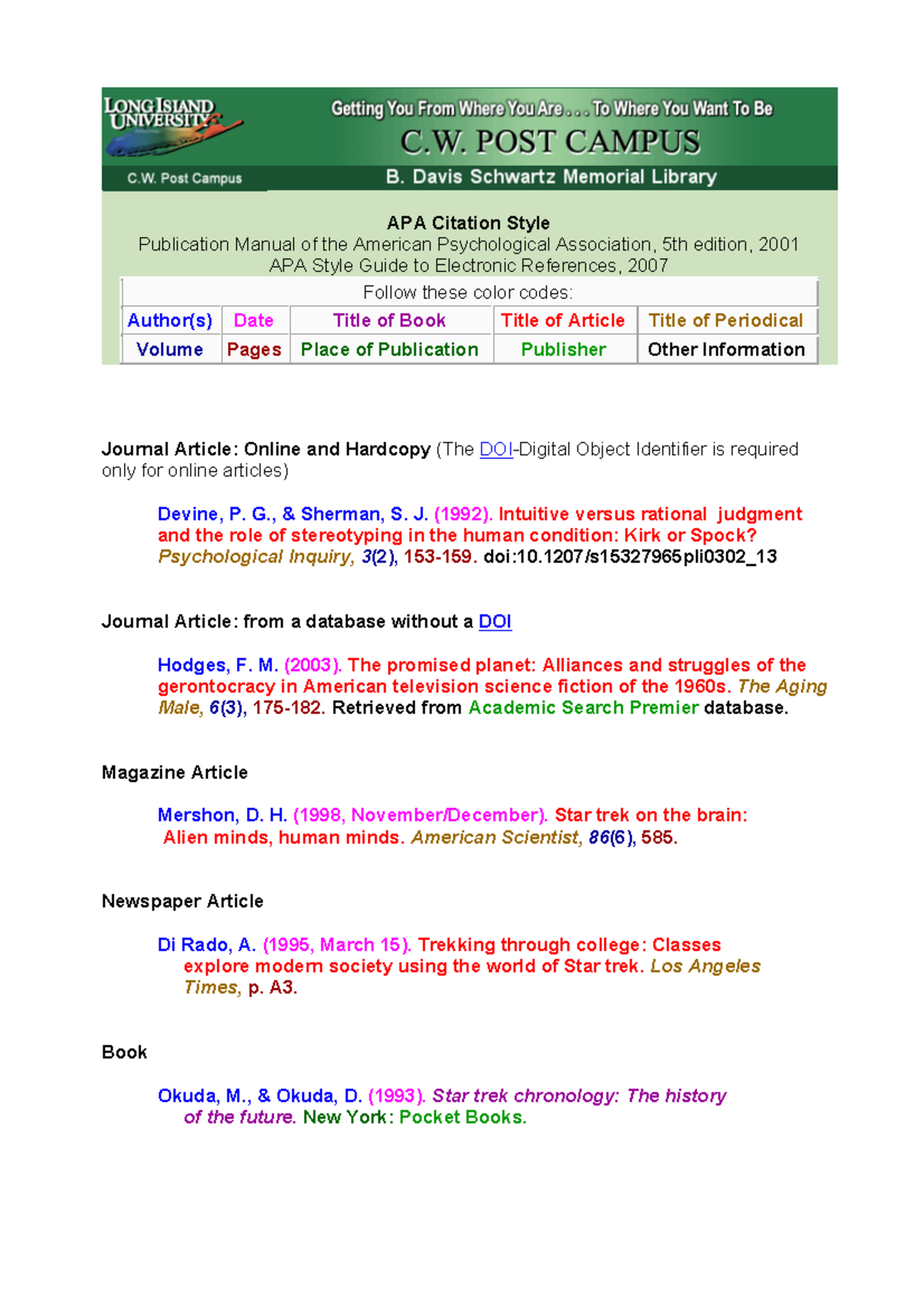 APA-Citation-Style Color - APA Citation Style Publication Manual of the ...