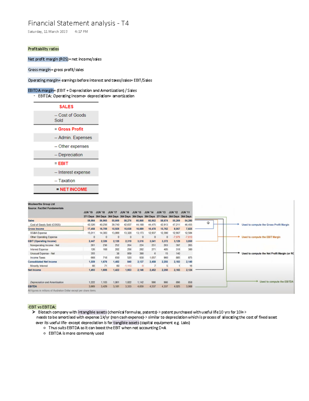 Financial Statement analysis - T4 - Profitability ratios Net profit ...