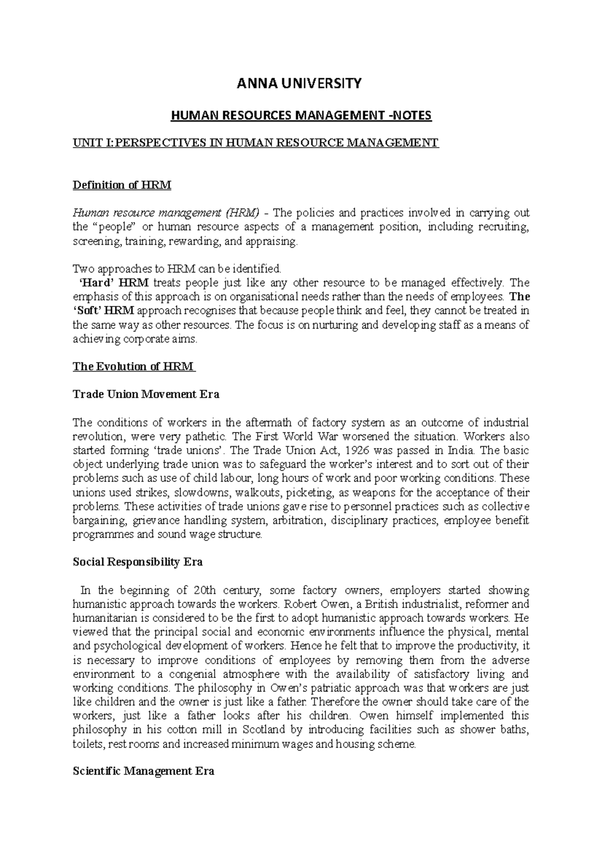 Human Resource Management - ANNA UNIVERSITY HUMAN RESOURCES MANAGEMENT ...