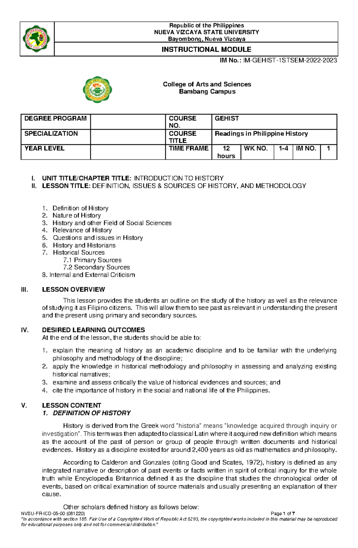 Module 1 Readings IN PH - NUEVA VIZCAYA STATE UNIVERSITY Bayombong ...