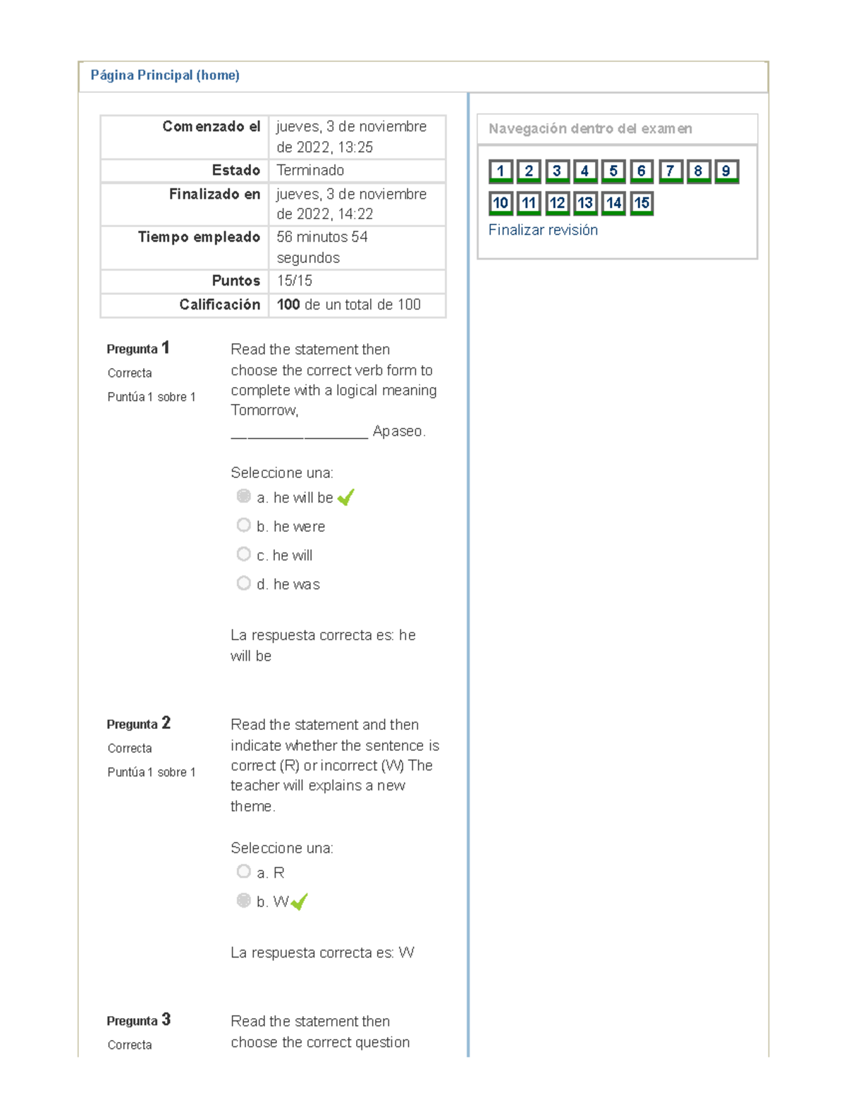 Assignment 1 Questionnaire U1 examen 1 - Página Principal (home) Pregunta 1 Correcta Puntúa 1 ...