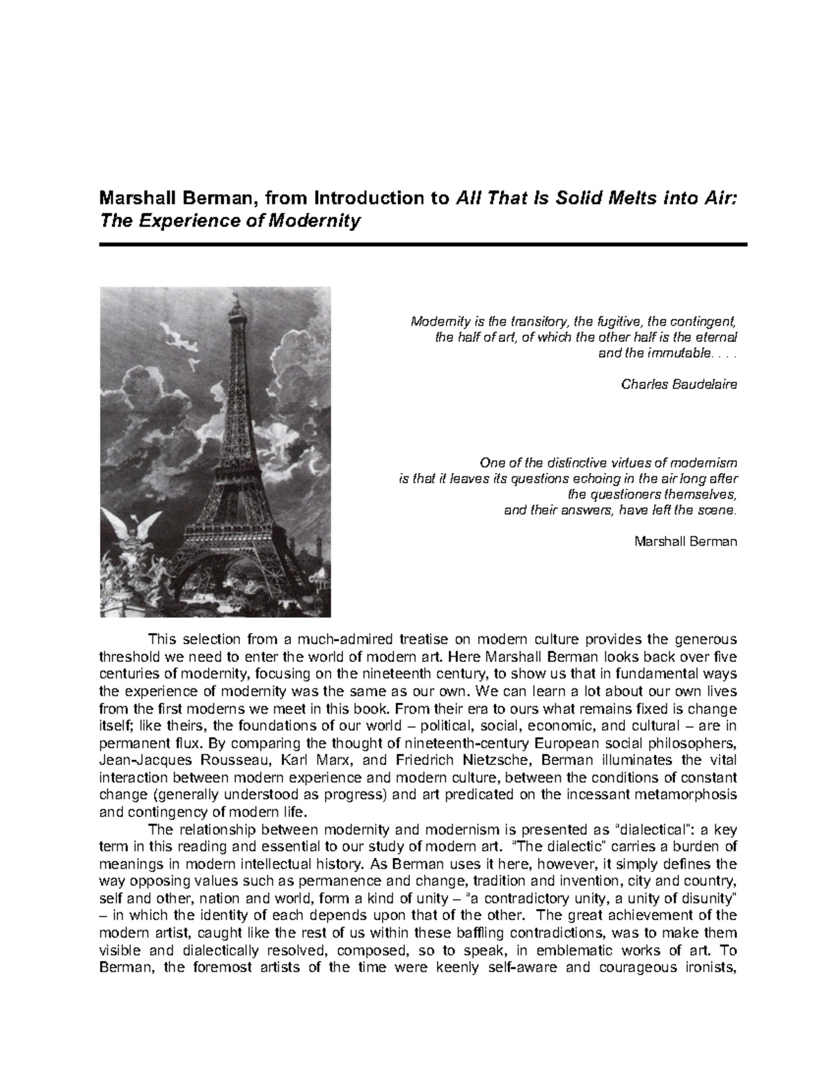 02 marshall berman on modernity-2 - Marshall Berman, from Introduction ...