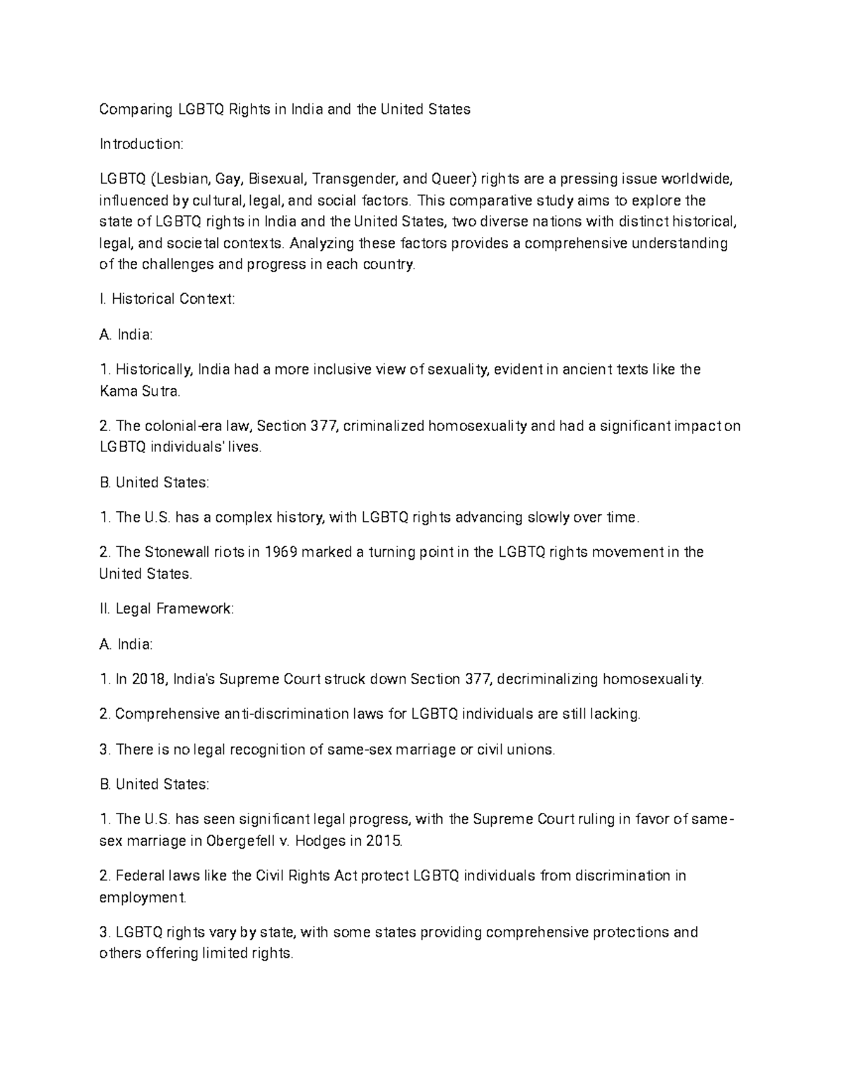 Us - LECTURE NOTES - Comparing LGBTQ Rights in India and the United ...