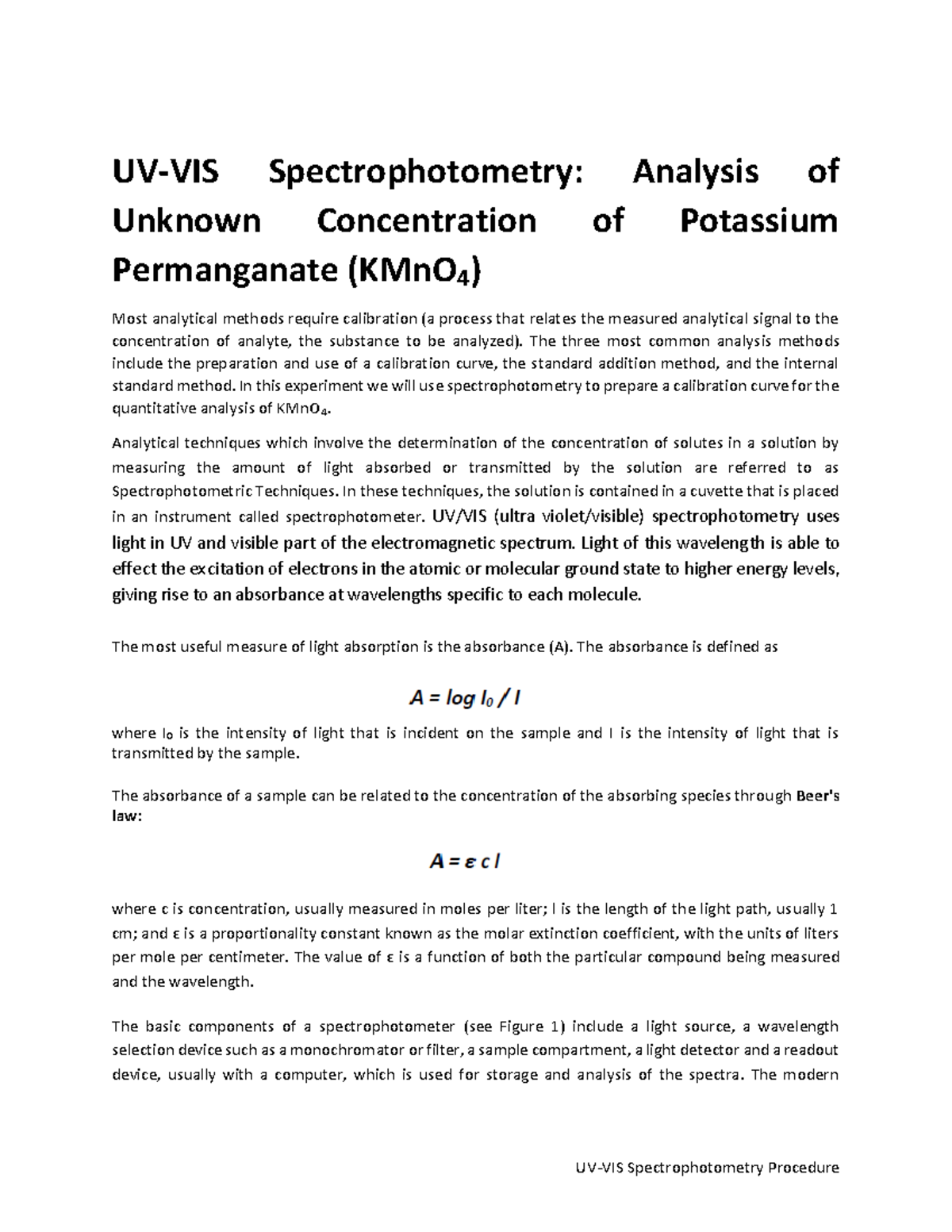 Inbound 5280203890277063380 - UV-VIS Spectrophotometry Procedure UV-VIS ...